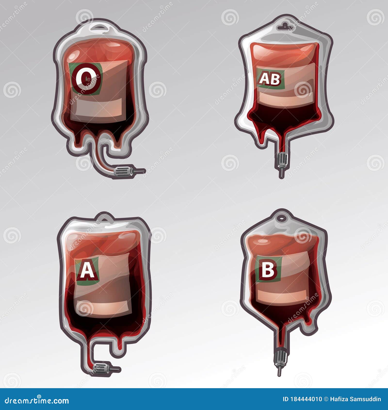 Collection of Blood Bags with Blood Groups. Vector Illustration ...