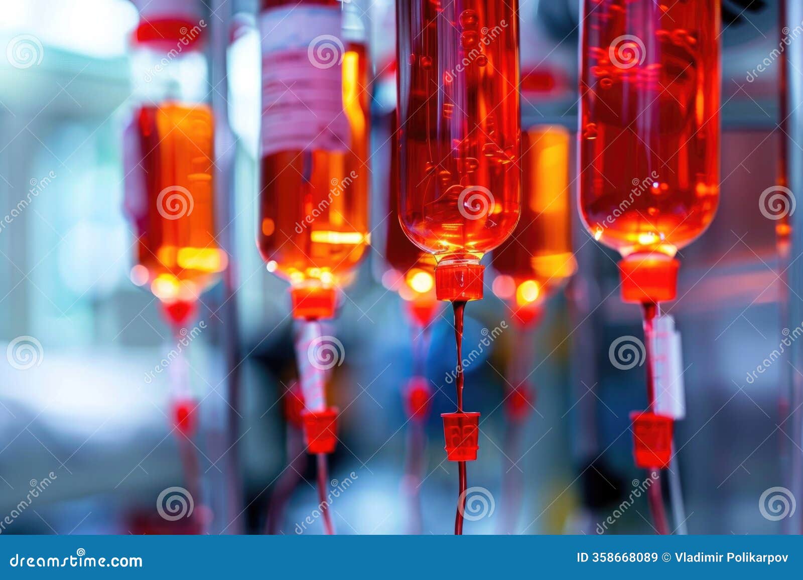 A Collection of Blood Samples Suspended from the Ceiling, Ideal for Use ...