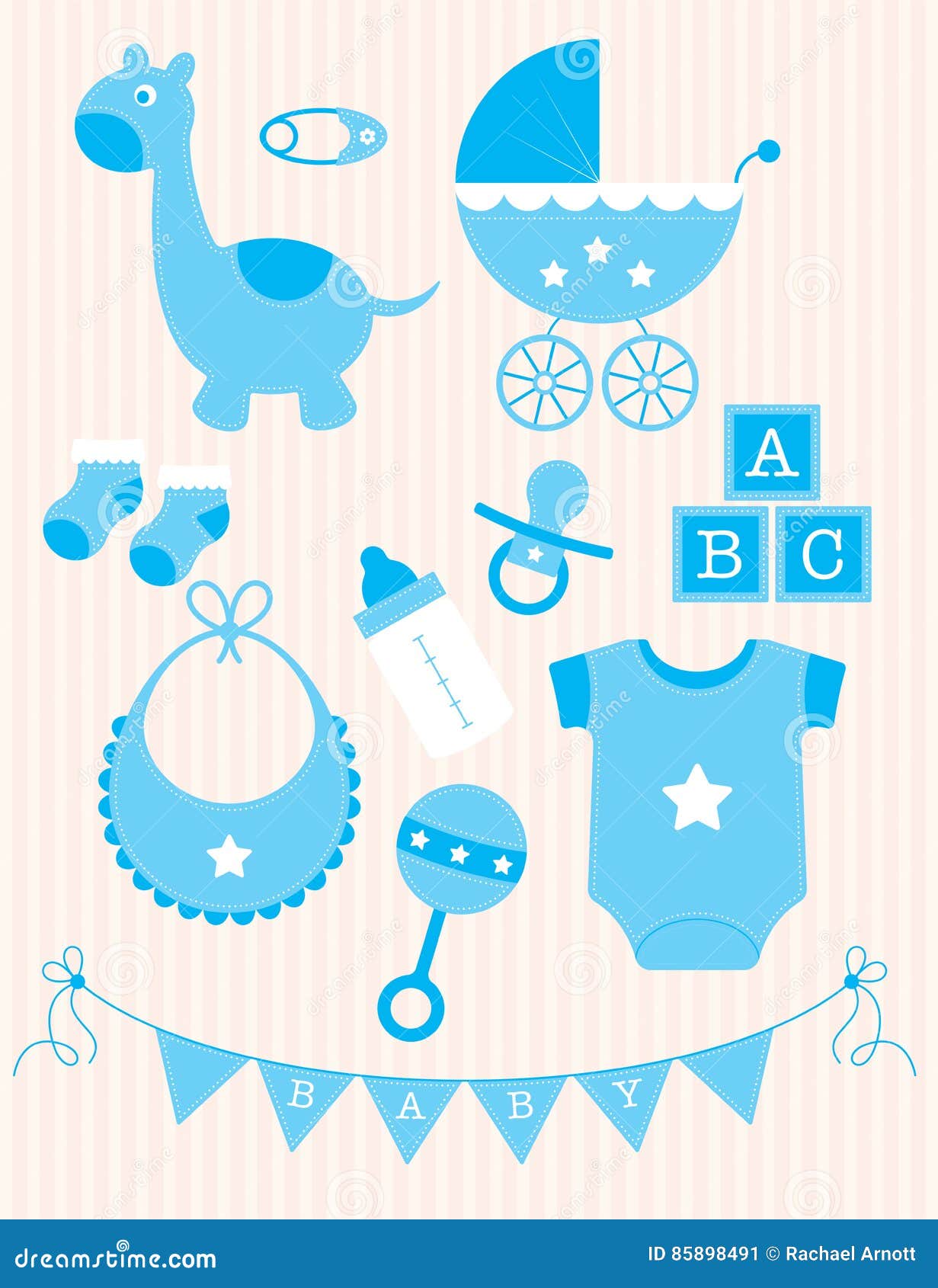 Collection of Blue Baby Boy Objects Stock Vector - Illustration of ...