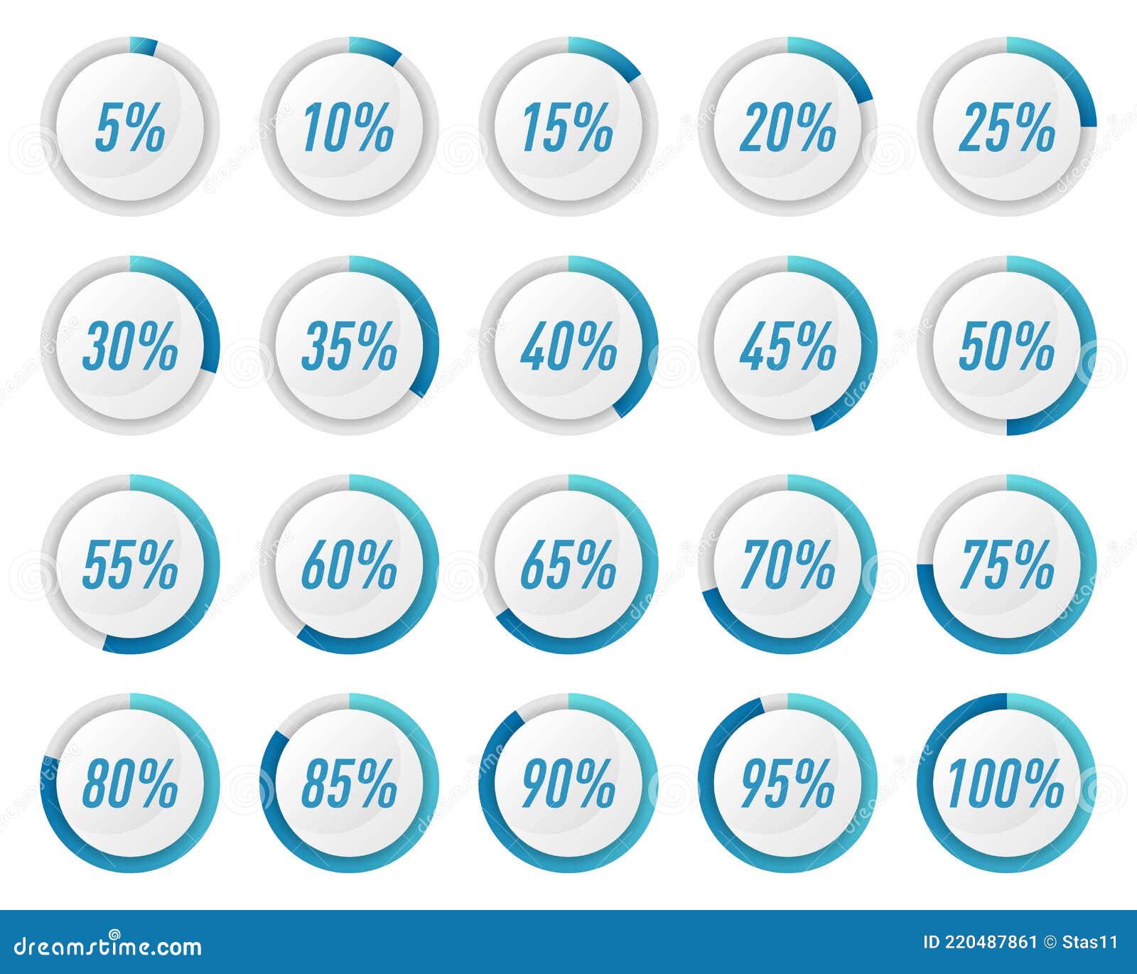 Collection of Blue Circle Percentage Diagrams for Infographics Stock ...