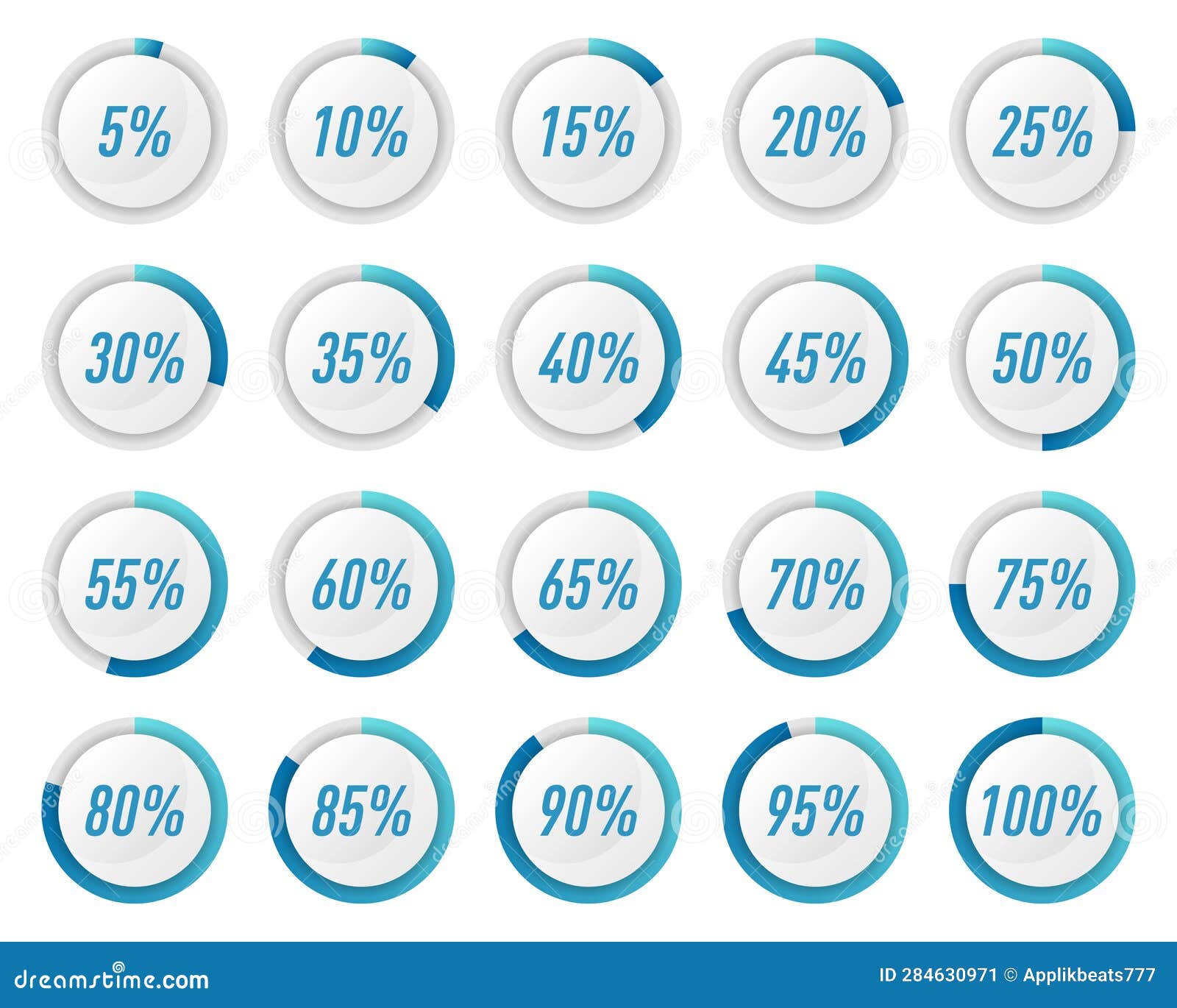 Collection of Blue Circle Percentage Diagrams for Infographics Stock ...
