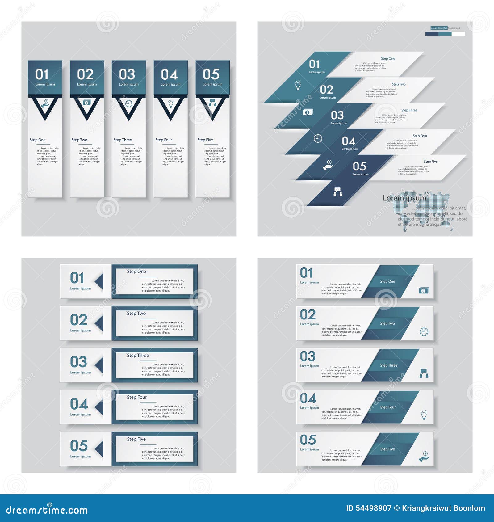 Collection of 4 Blue Color Template/graphic or Website Layout. Vector ...