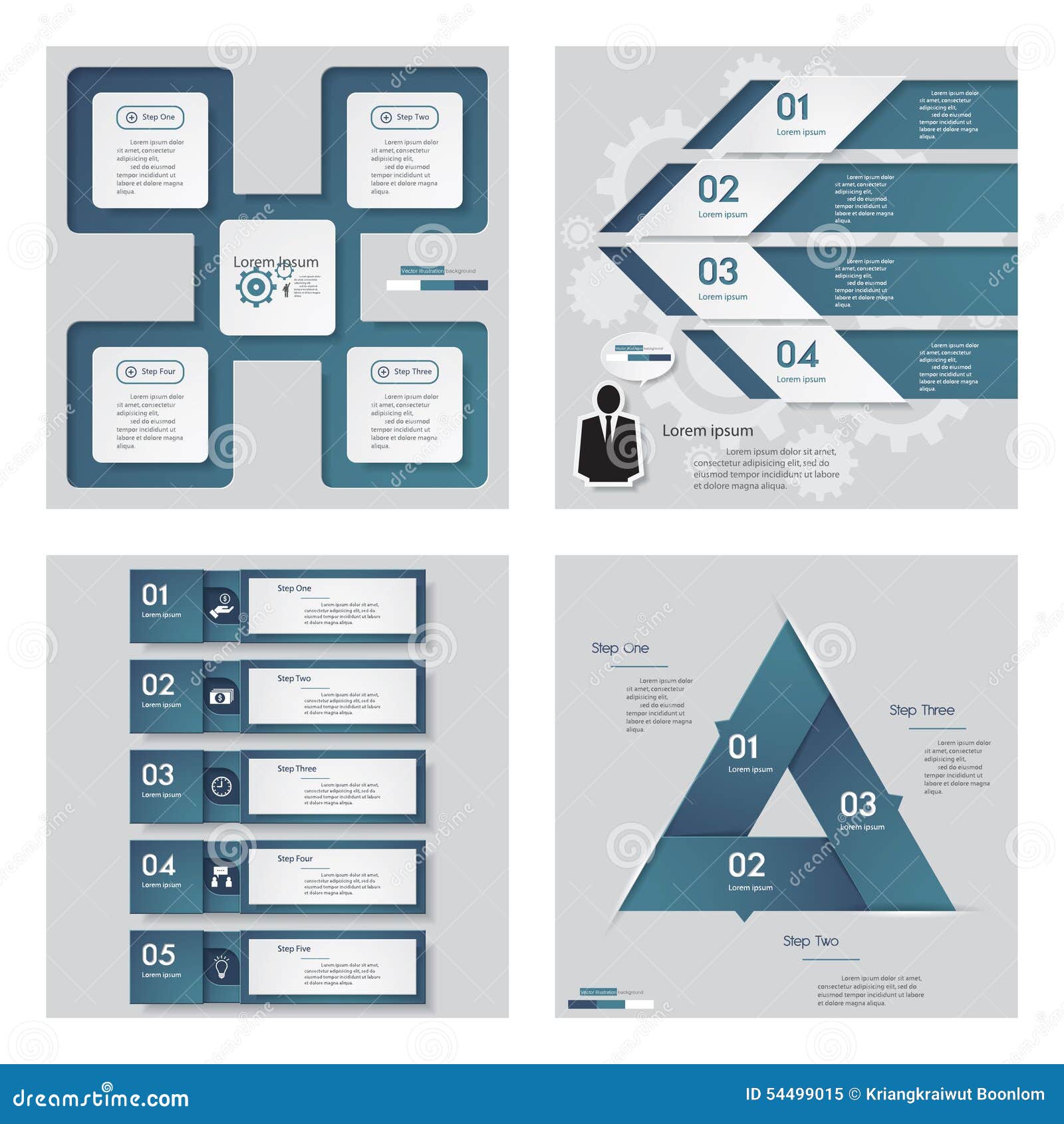 Collection of 4 Blue Color Template/graphic or Website Layout. Vector ...