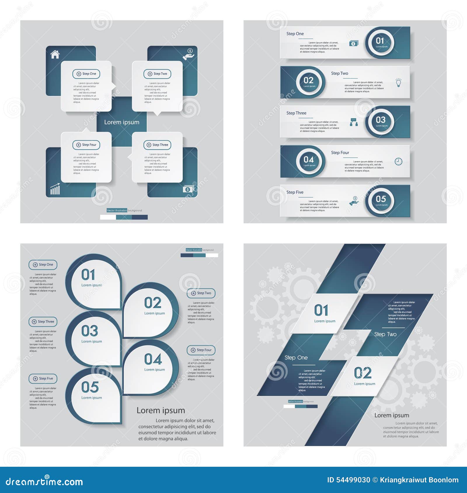 Collection of 4 Blue Color Template/graphic or Website Layout. Vector ...