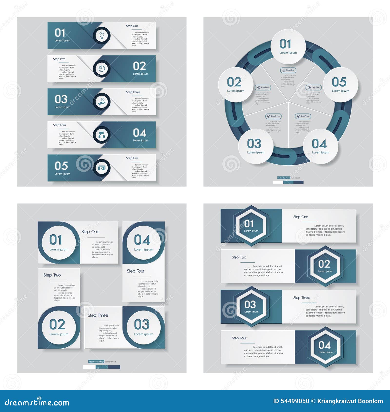 Collection of 4 Blue Color Template/graphic or Website Layout. Vector ...