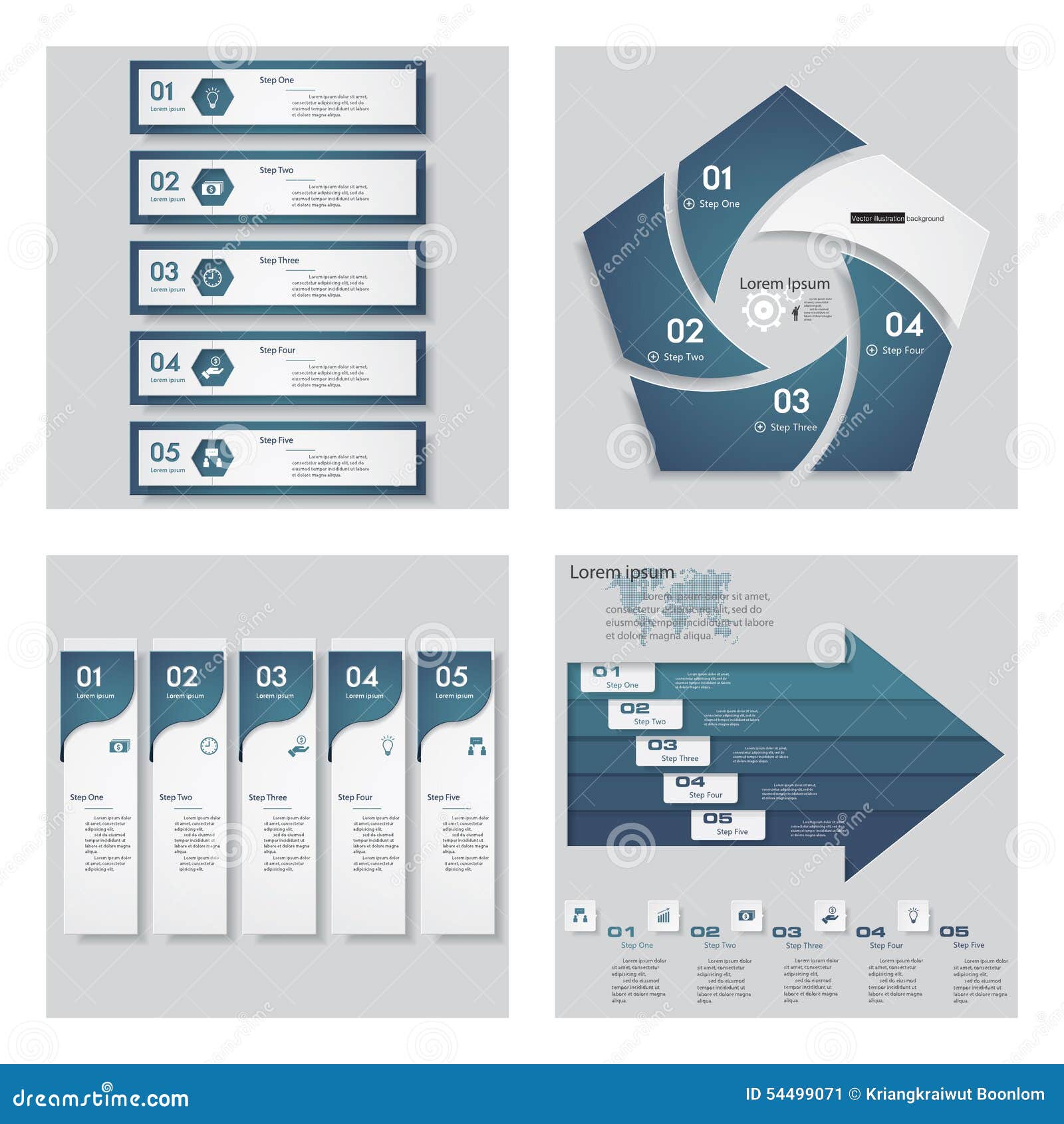 Collection of 4 Blue Color Template/graphic or Website Layout. Vector ...