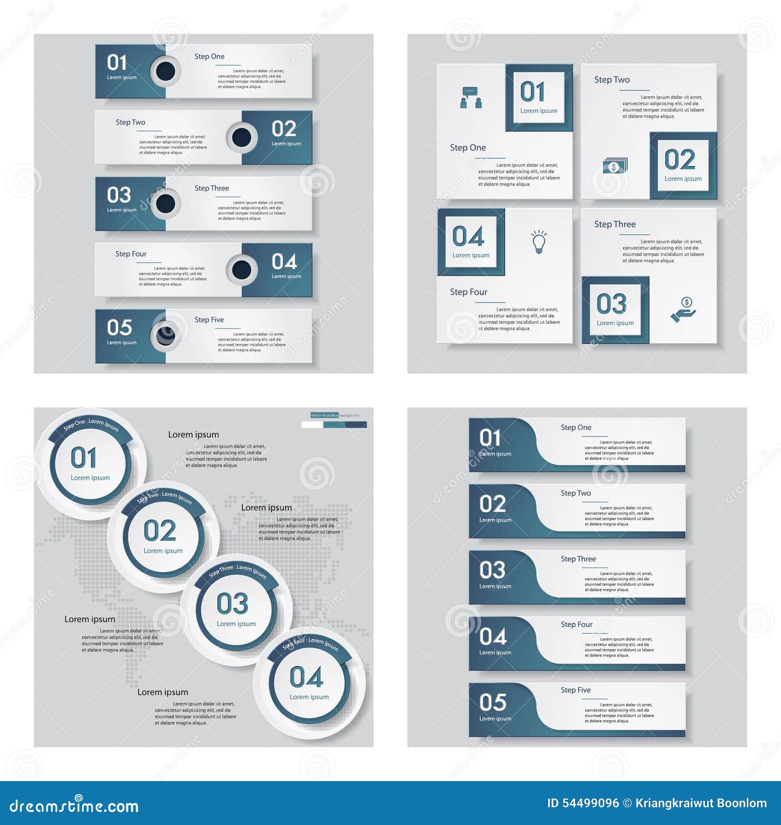 Collection of 4 Blue Color Template/graphic or Website Layout. Vector ...