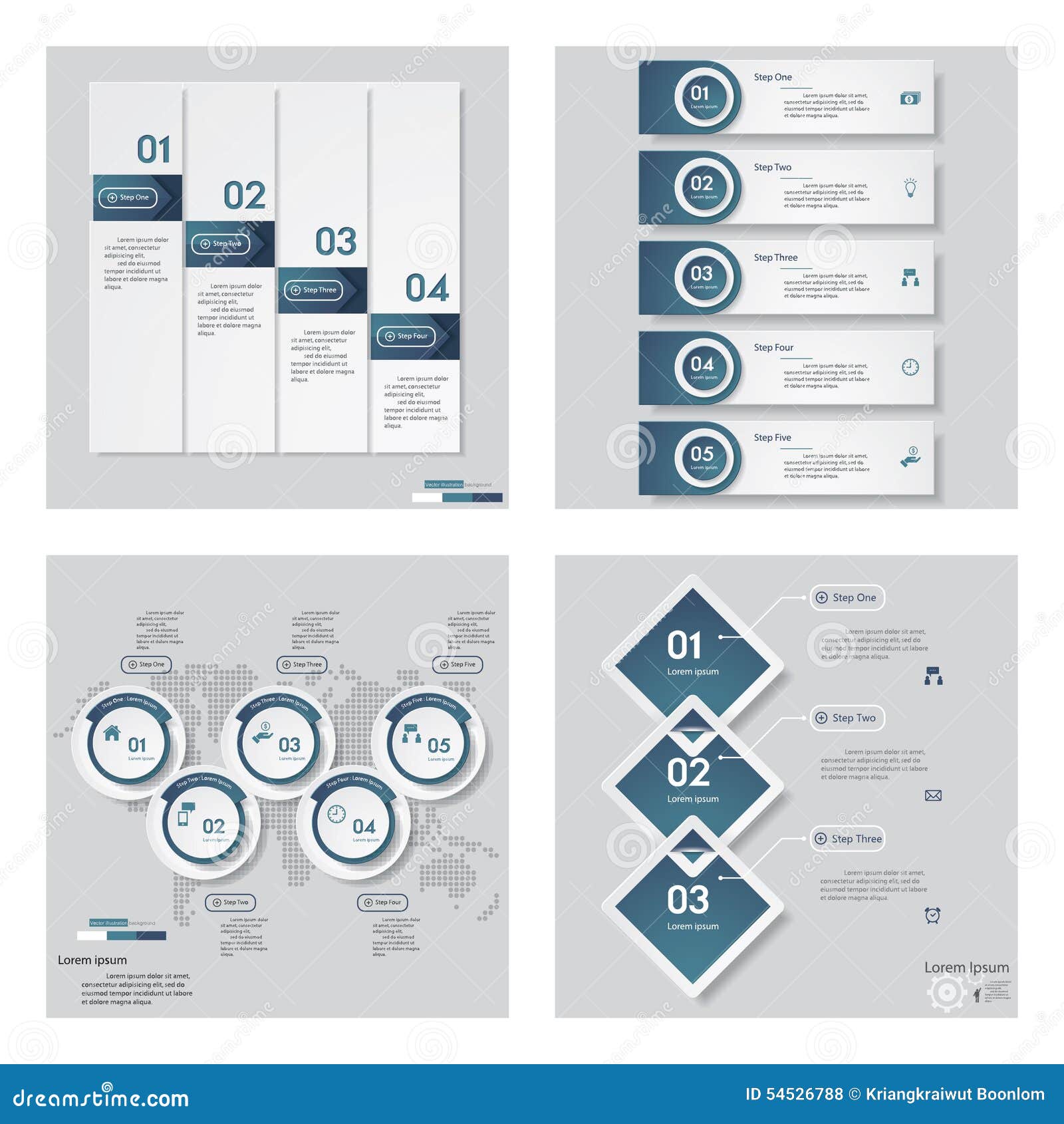 Collection of 4 Blue Color Template/graphic or Website Layout. Vector ...