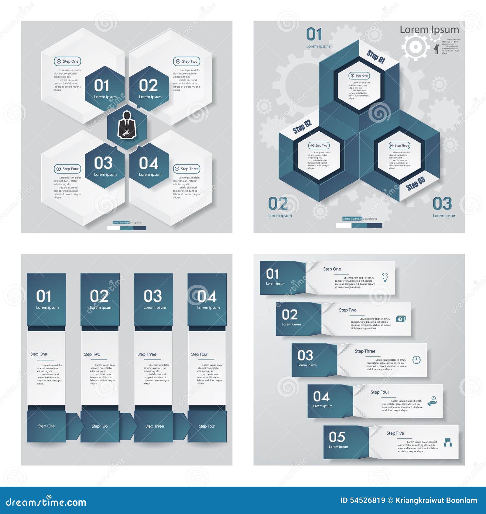 Collection of 4 Blue Color Template/graphic or Website Layout. Vector ...