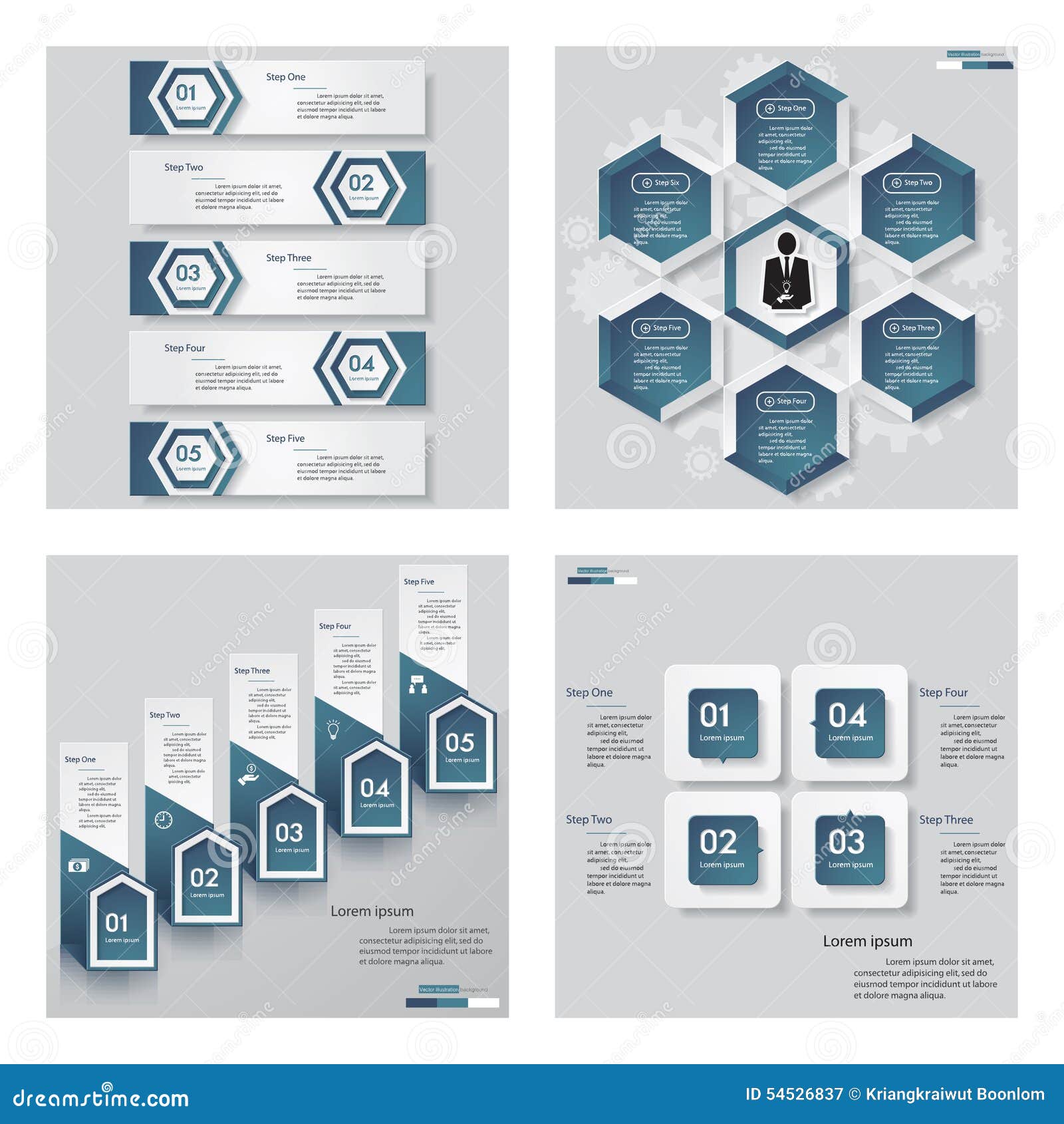 Collection of 4 Blue Color Template/graphic or Website Layout. Vector ...