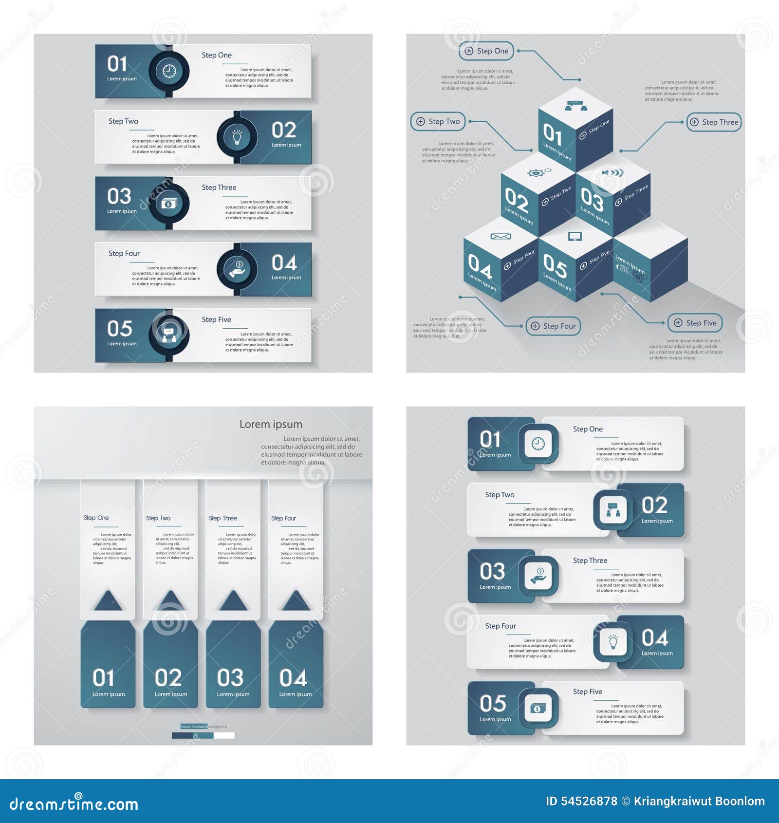 Collection of 4 Blue Color Template/graphic or Website Layout. Vector ...