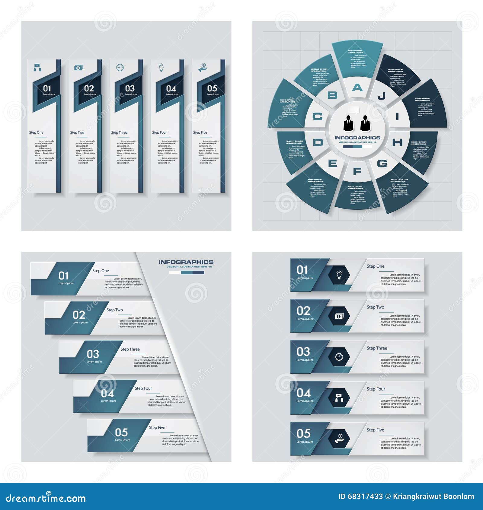 Collection of 4 Blue Color Template/graphic or Website Layout. Vector ...