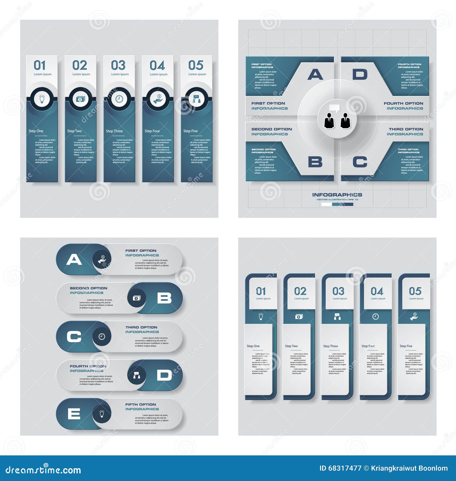 Collection of 4 Blue Color Template/graphic or Website Layout. Vector ...