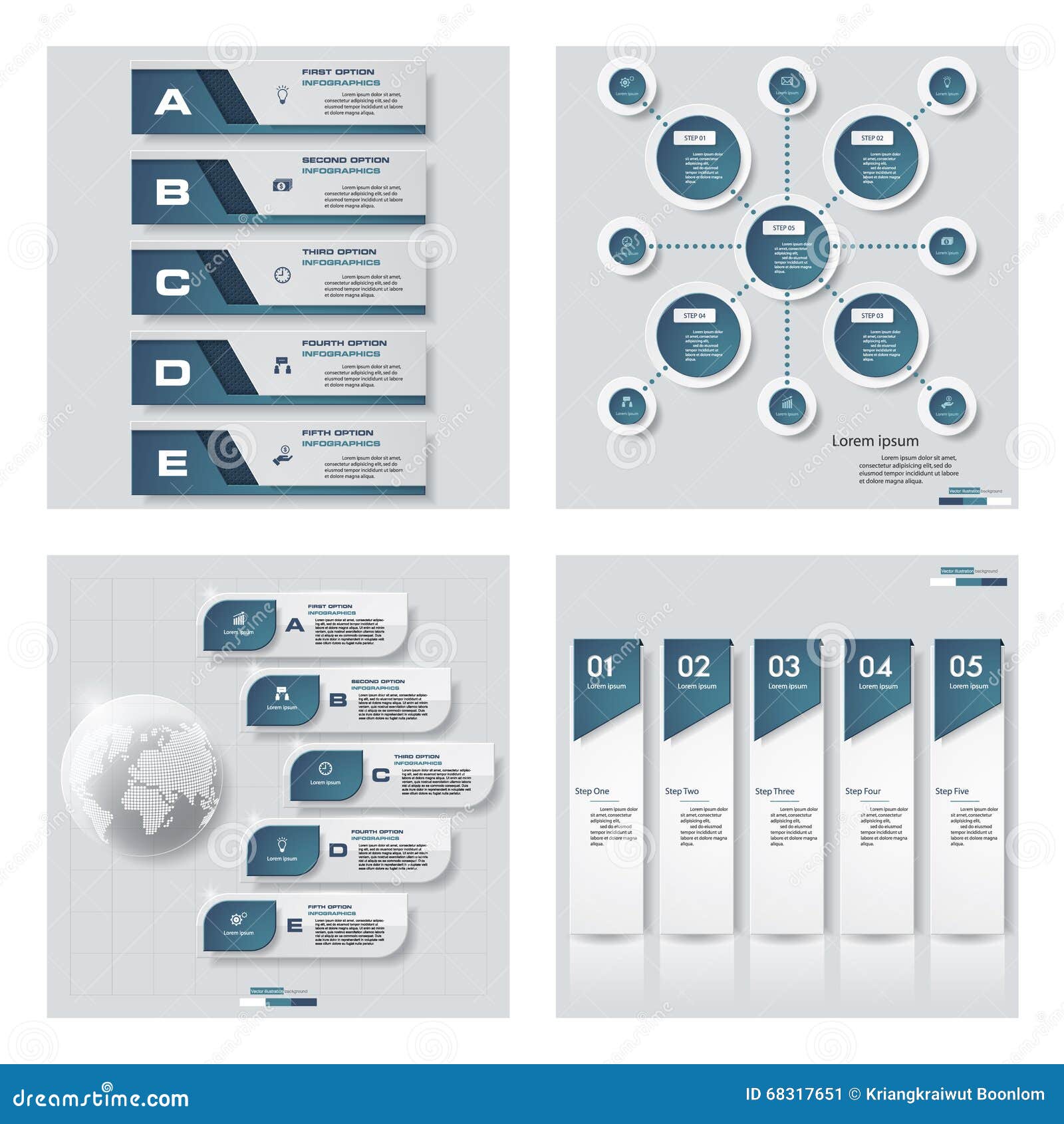 Collection of 4 Blue Color Template/graphic or Website Layout. Vector ...