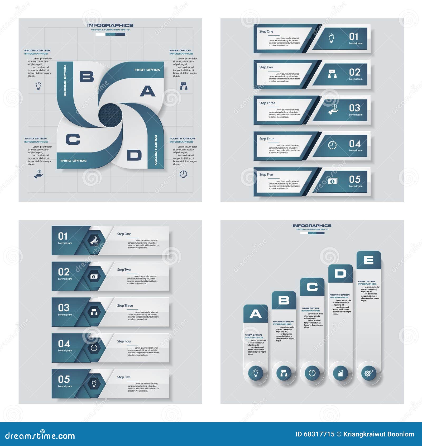 Collection of 4 Blue Color Template/graphic or Website Layout. Vector ...