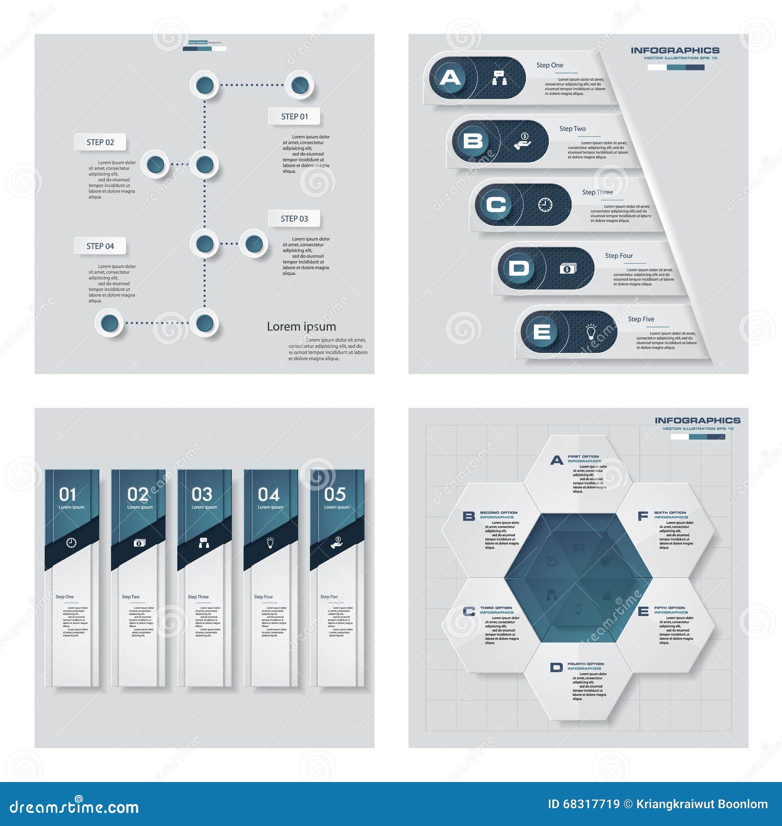 Collection of 4 Blue Color Template/graphic or Website Layout. Vector ...