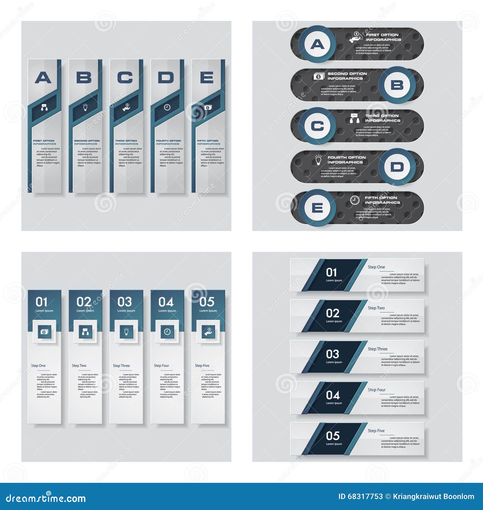 Collection of 4 Blue Color Template/graphic or Website Layout. Vector ...