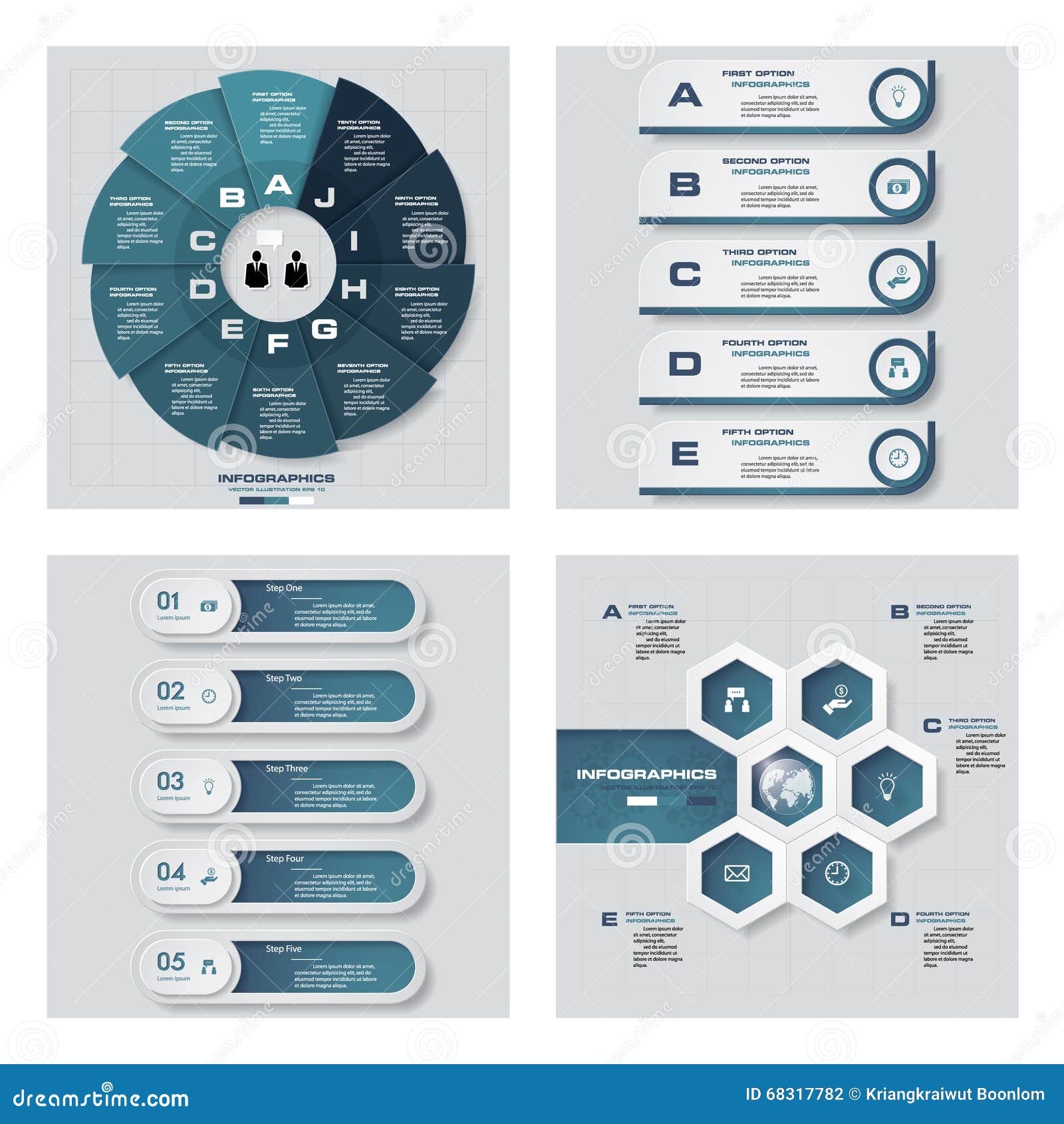 Collection of 4 Blue Color Template/graphic or Website Layout. Vector ...