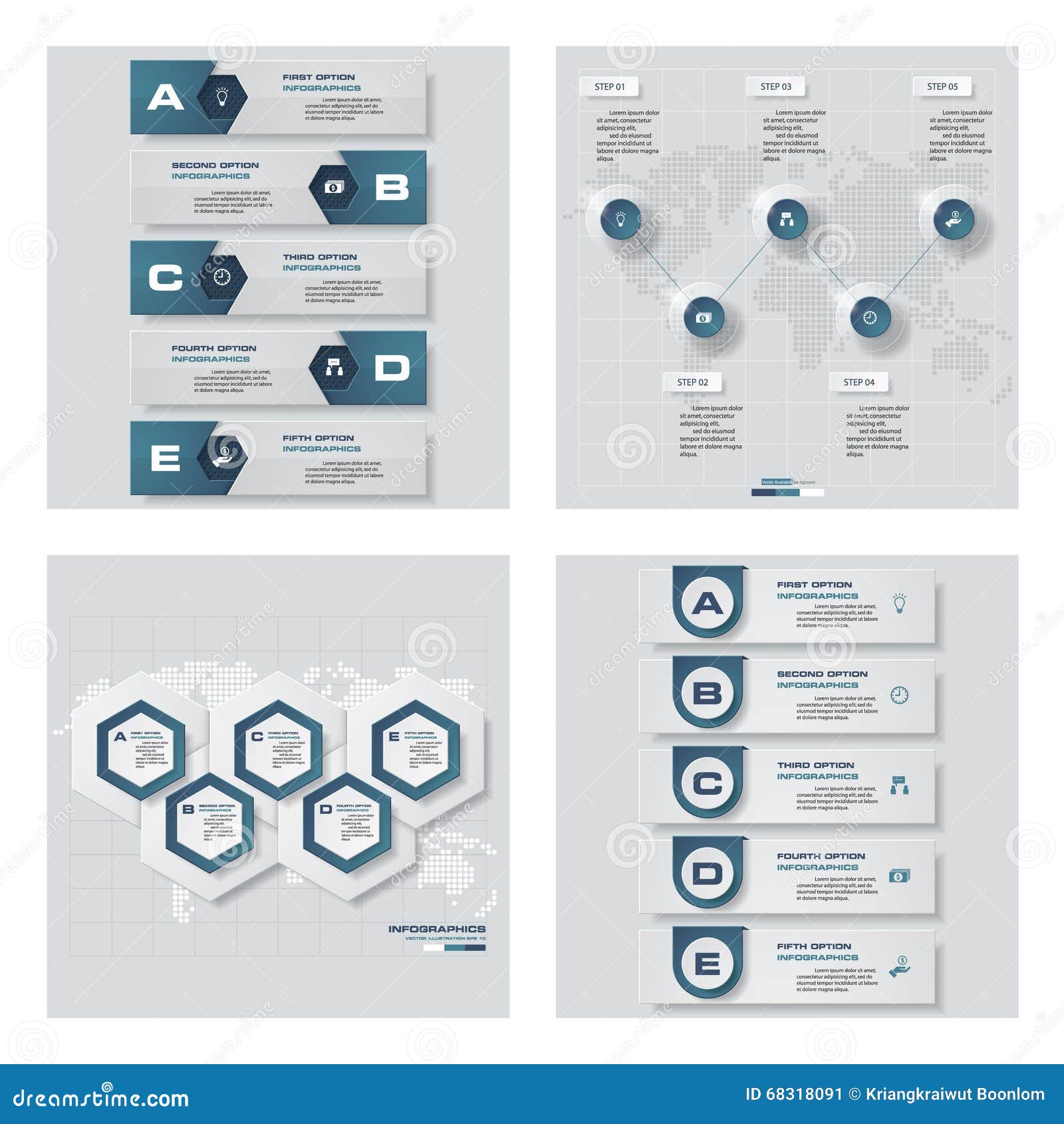 Collection of 4 Blue Color Template/graphic or Website Layout. Vector ...