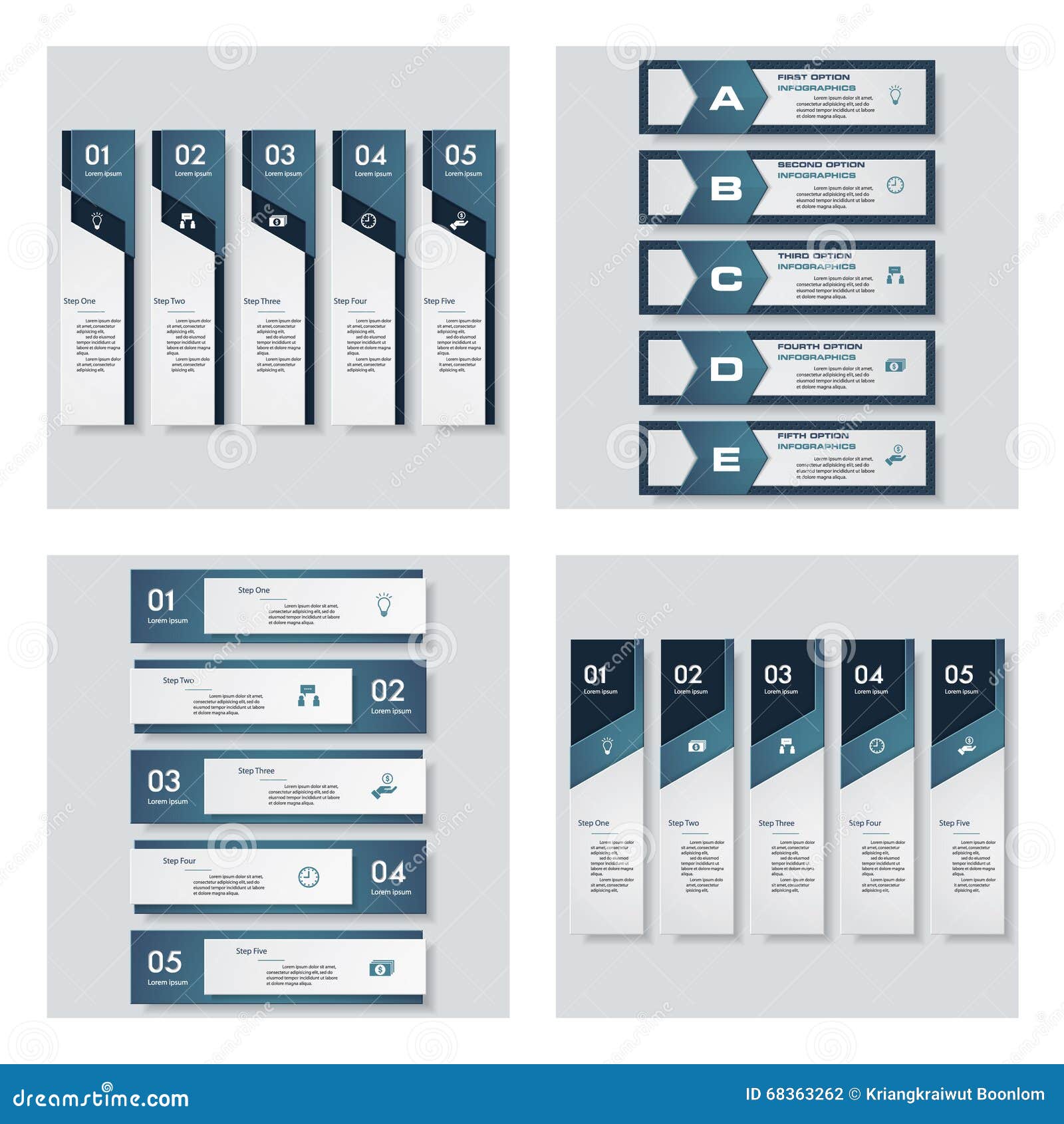 Collection of 4 Blue Color Template/graphic or Website Layout. Vector ...