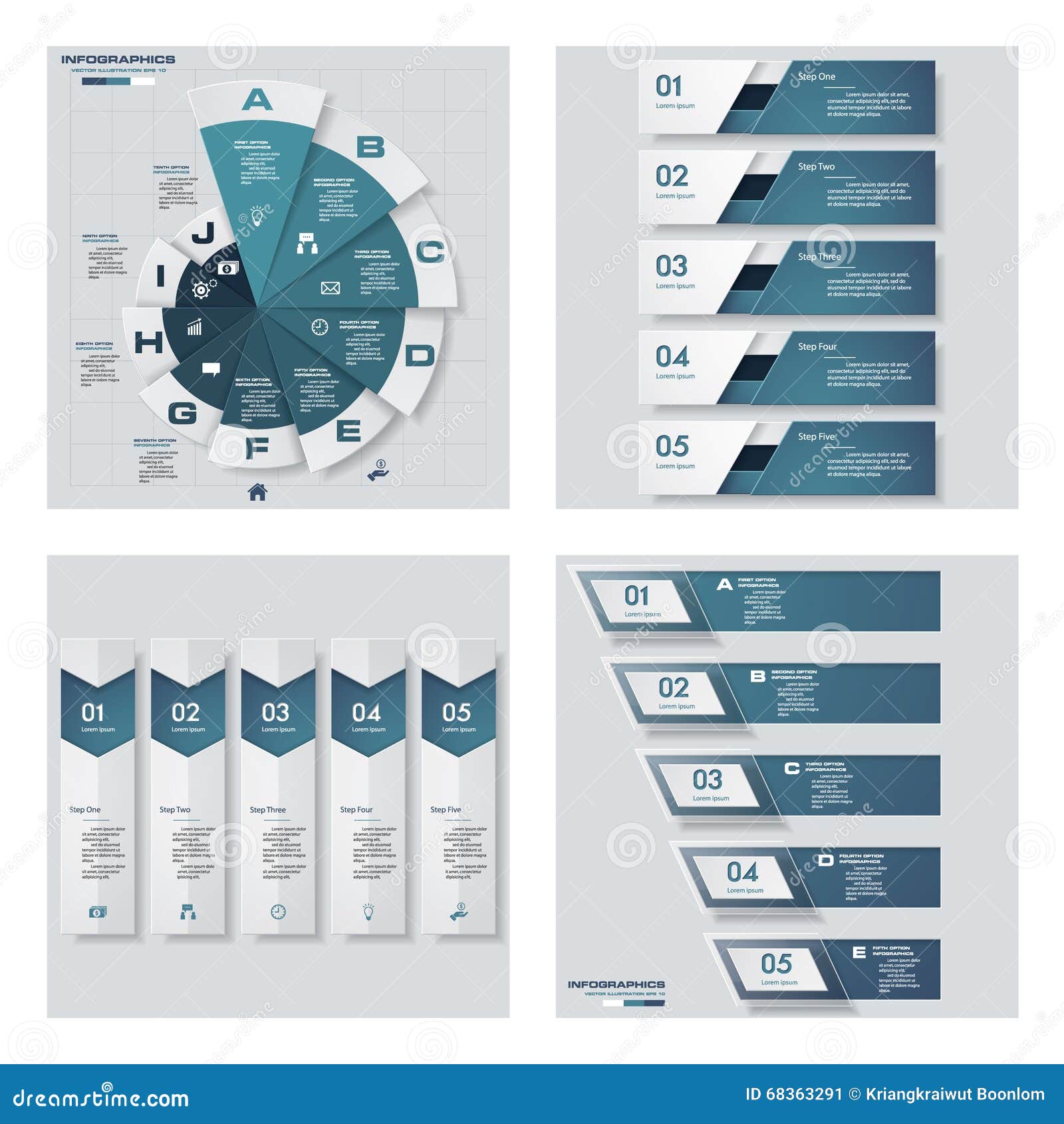 Collection of 4 Blue Color Template/graphic or Website Layout. Vector ...
