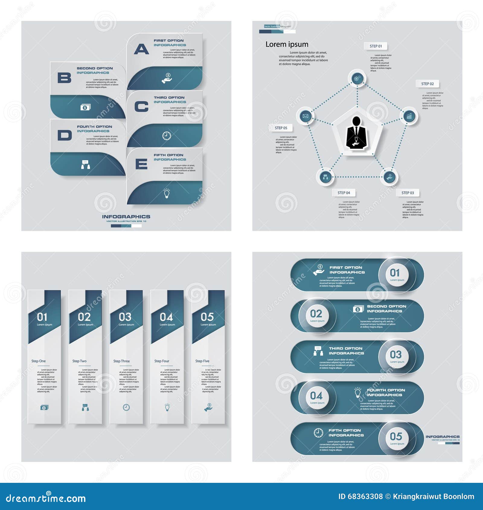 Collection of 4 Blue Color Template/graphic or Website Layout. Vector ...