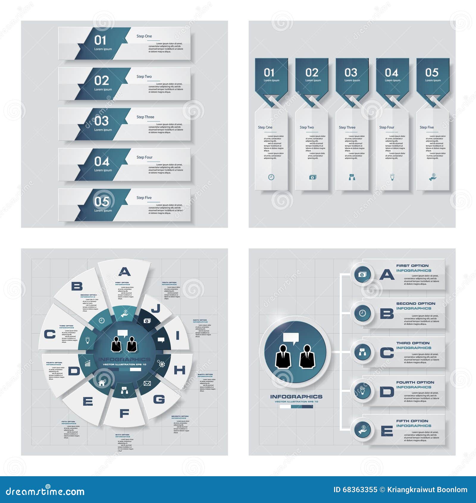 Collection of 4 Blue Color Template/graphic or Website Layout. Vector ...