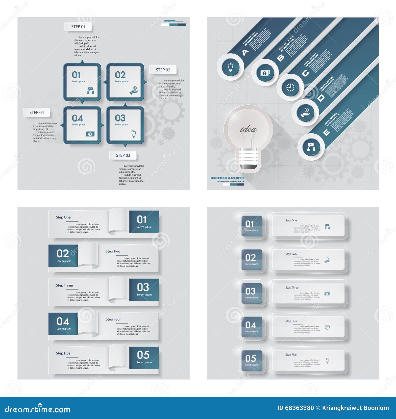 Collection of 4 Blue Color Template/graphic or Website Layout. Vector ...