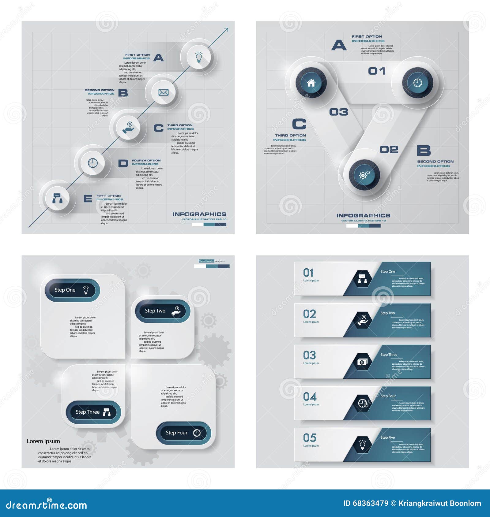 Collection of 4 Blue Color Template/graphic or Website Layout. Vector ...