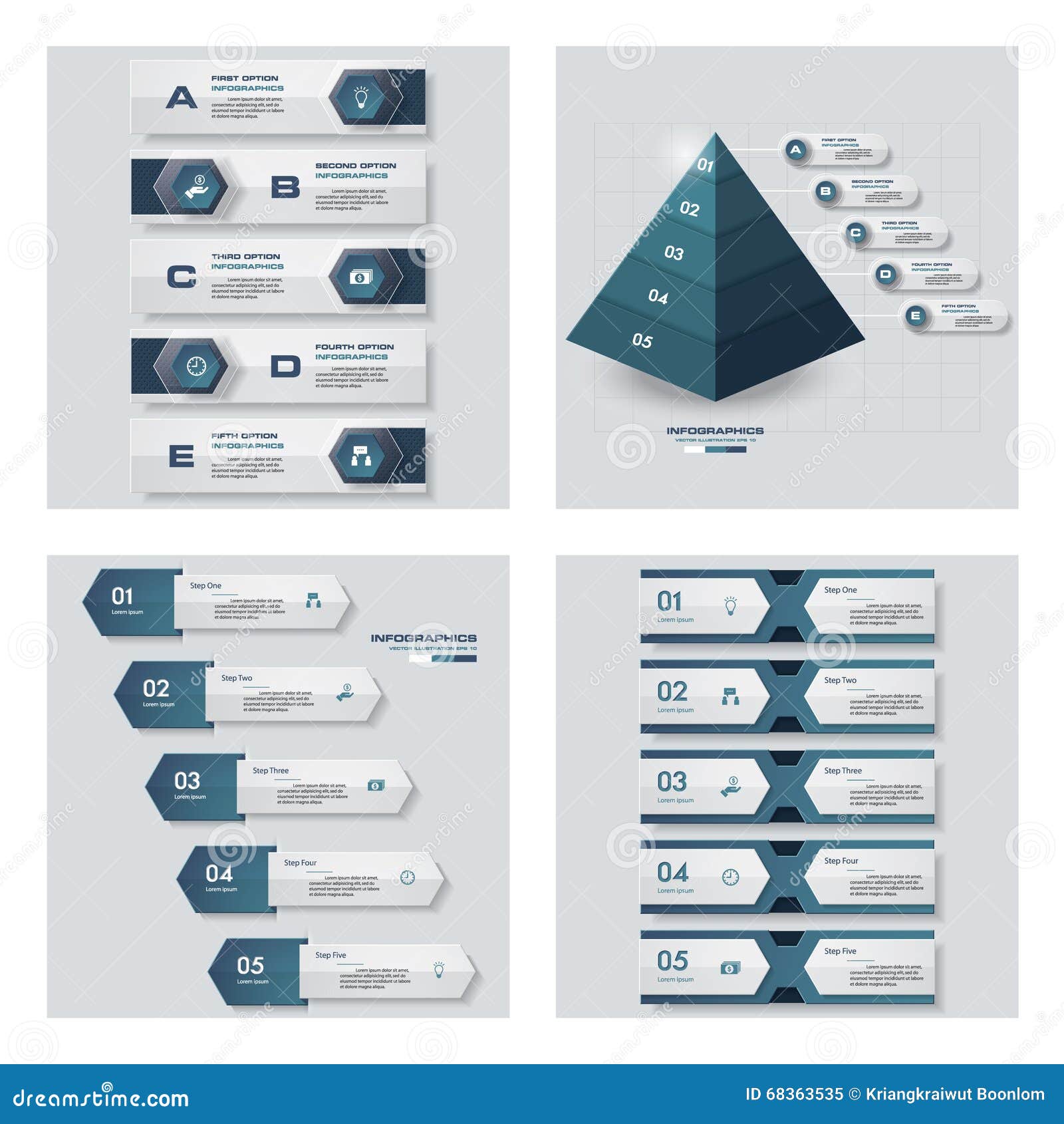 Collection of 4 Blue Color Template/graphic or Website Layout. Vector ...