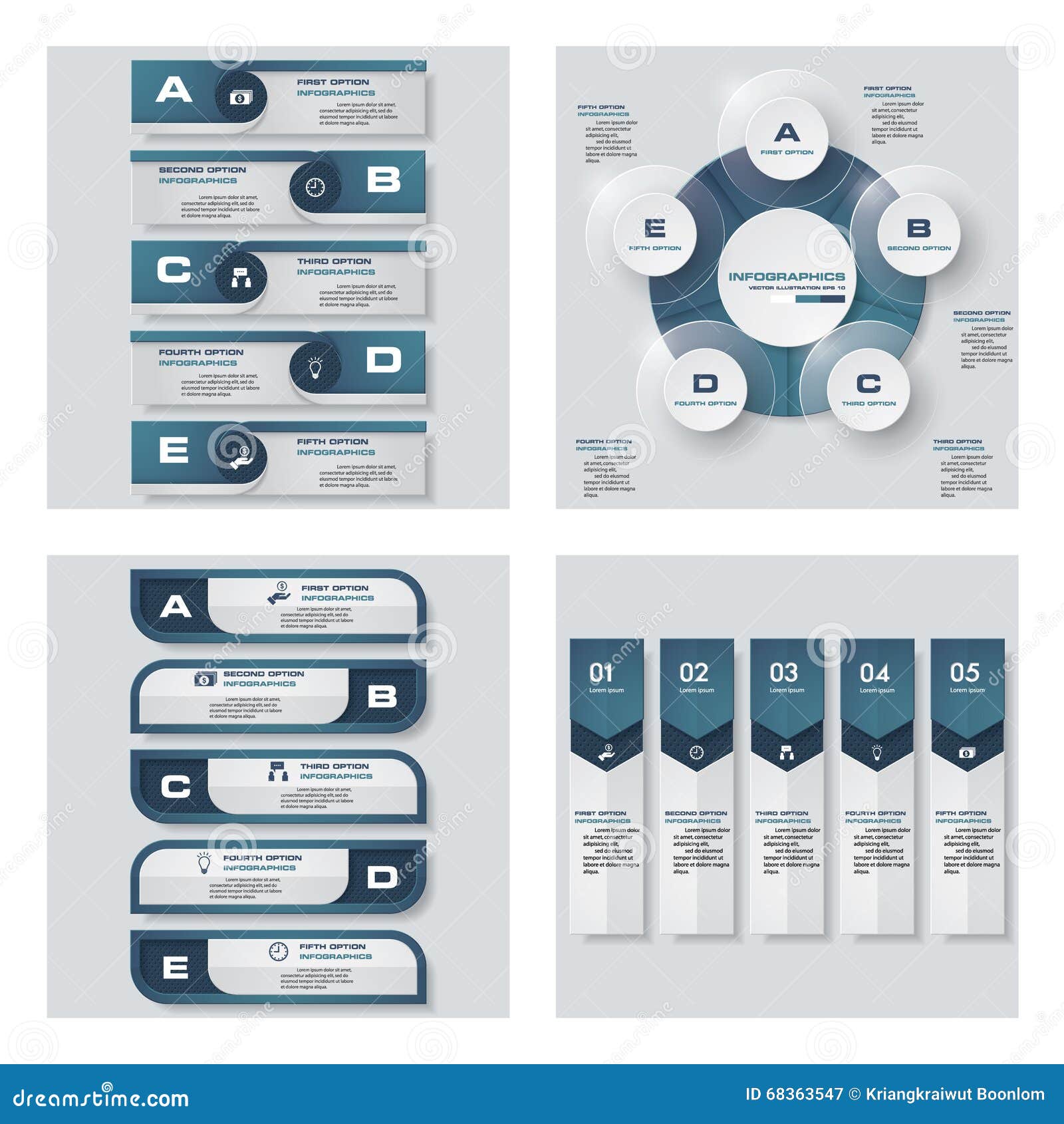 Collection of 4 Blue Color Template/graphic or Website Layout. Vector ...