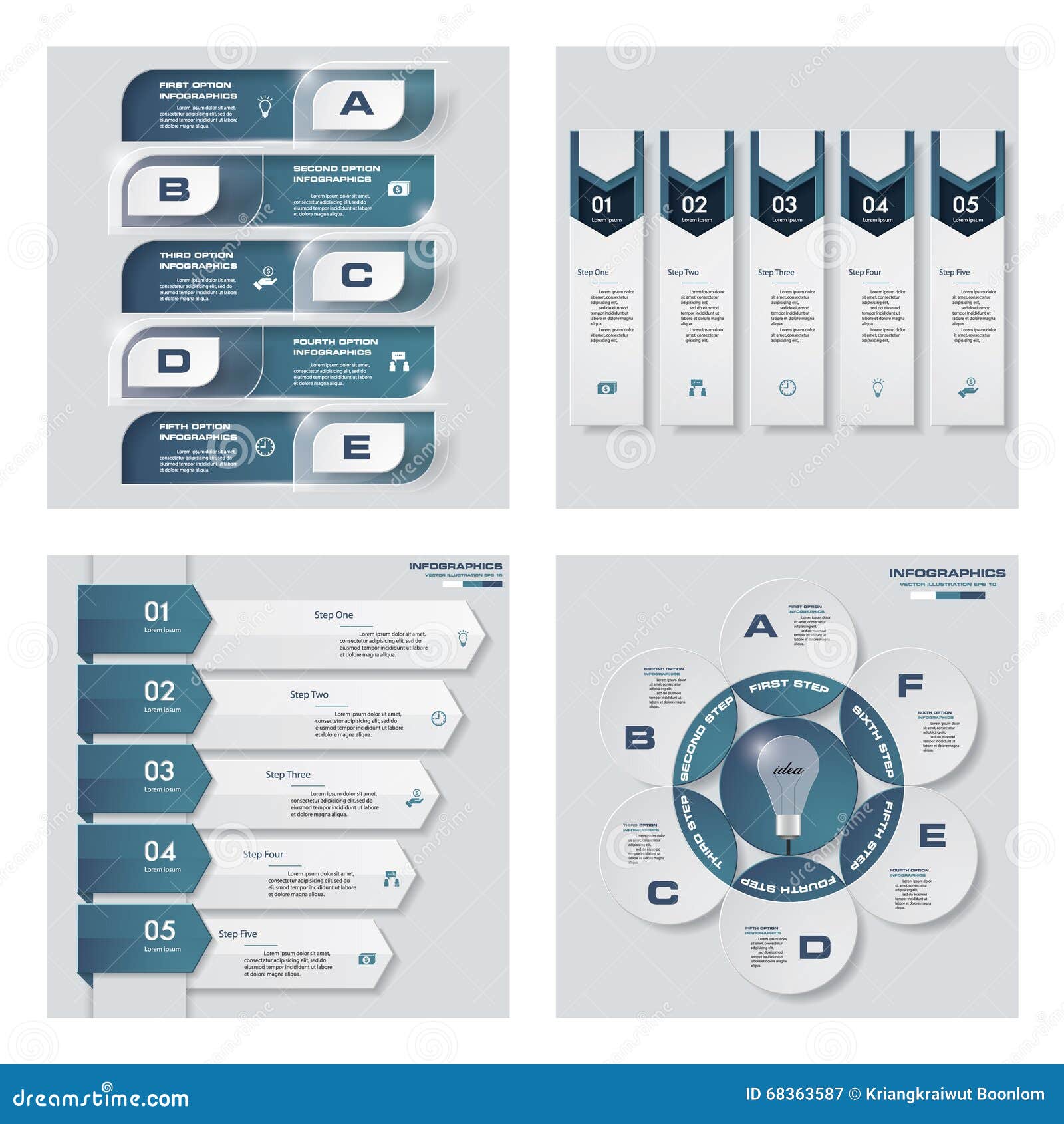 Collection of 4 Blue Color Template/graphic or Website Layout. Vector ...
