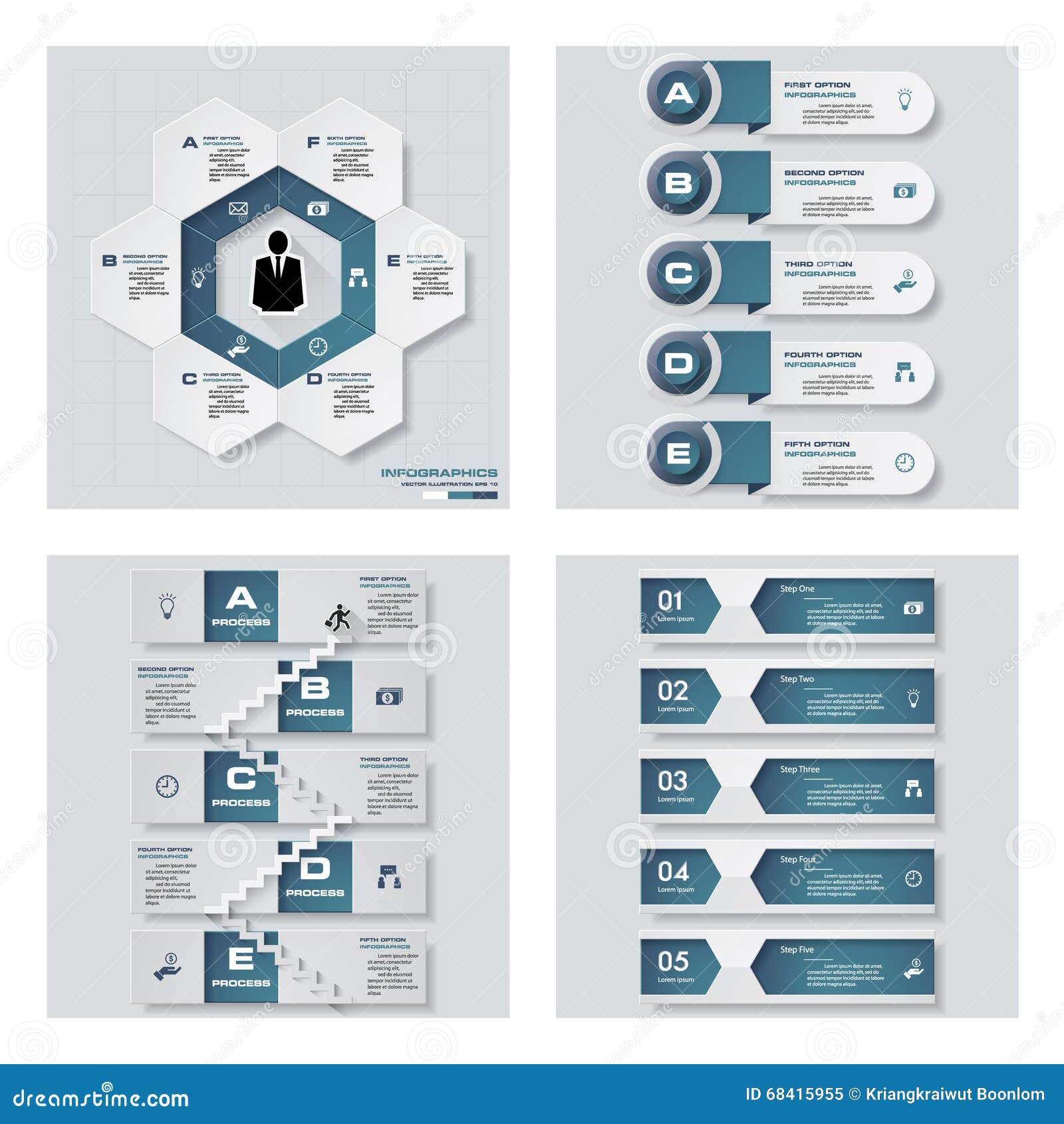 Collection of 4 Blue Color Template/graphic or Website Layout. Vector ...