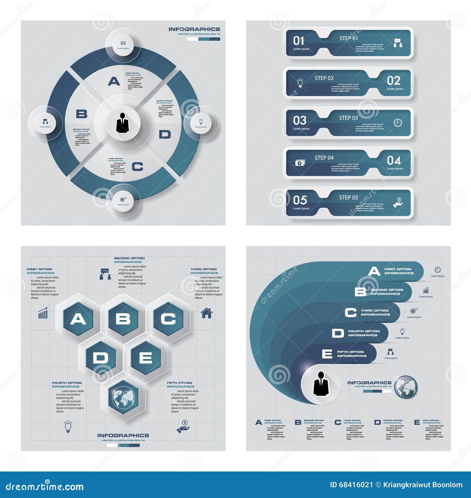 Collection of 4 Blue Color Template/graphic or Website Layout. Vector ...