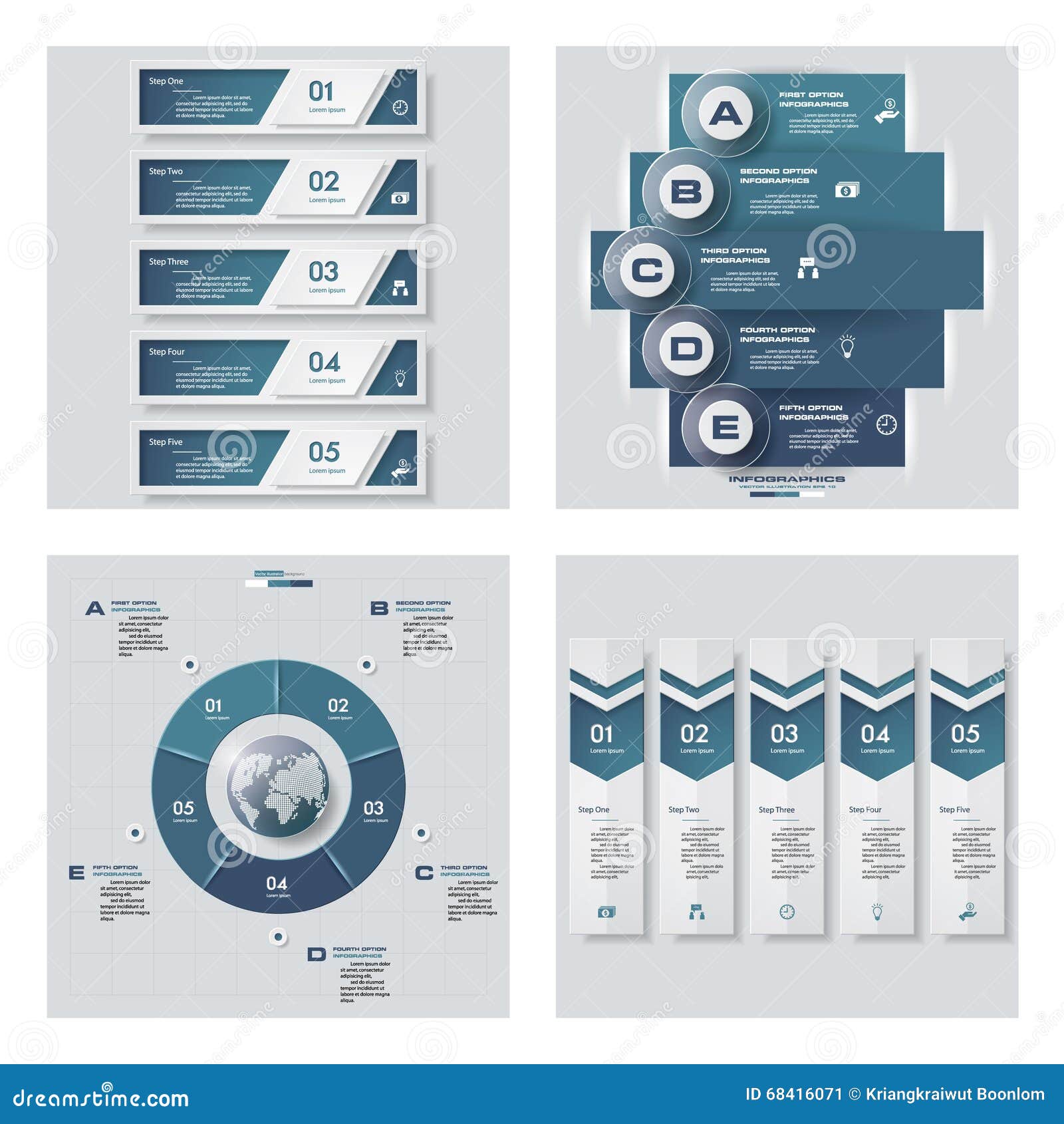 Collection of 4 Blue Color Template/graphic or Website Layout. Vector ...