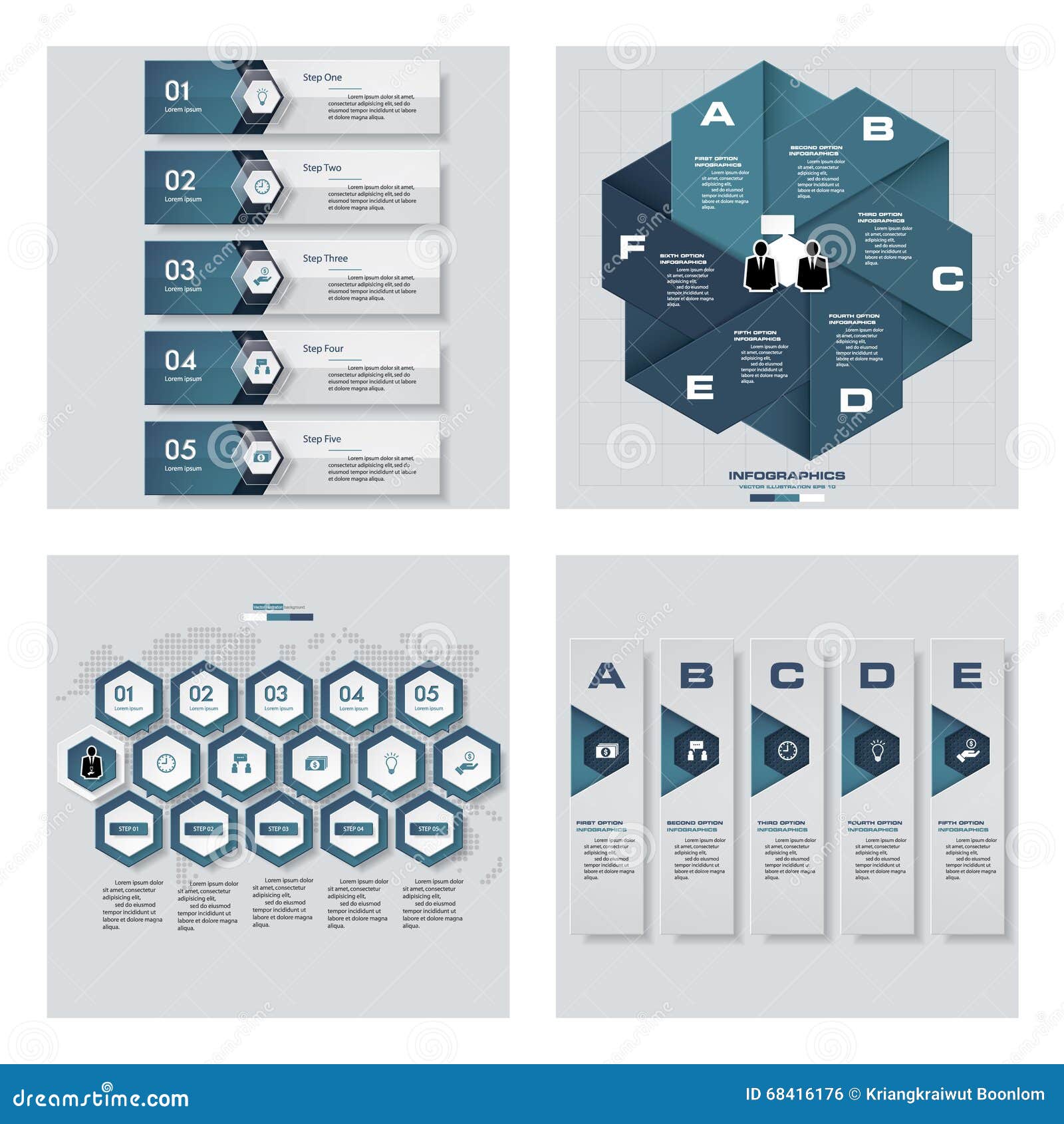 Collection of 4 Blue Color Template/graphic or Website Layout. Vector ...