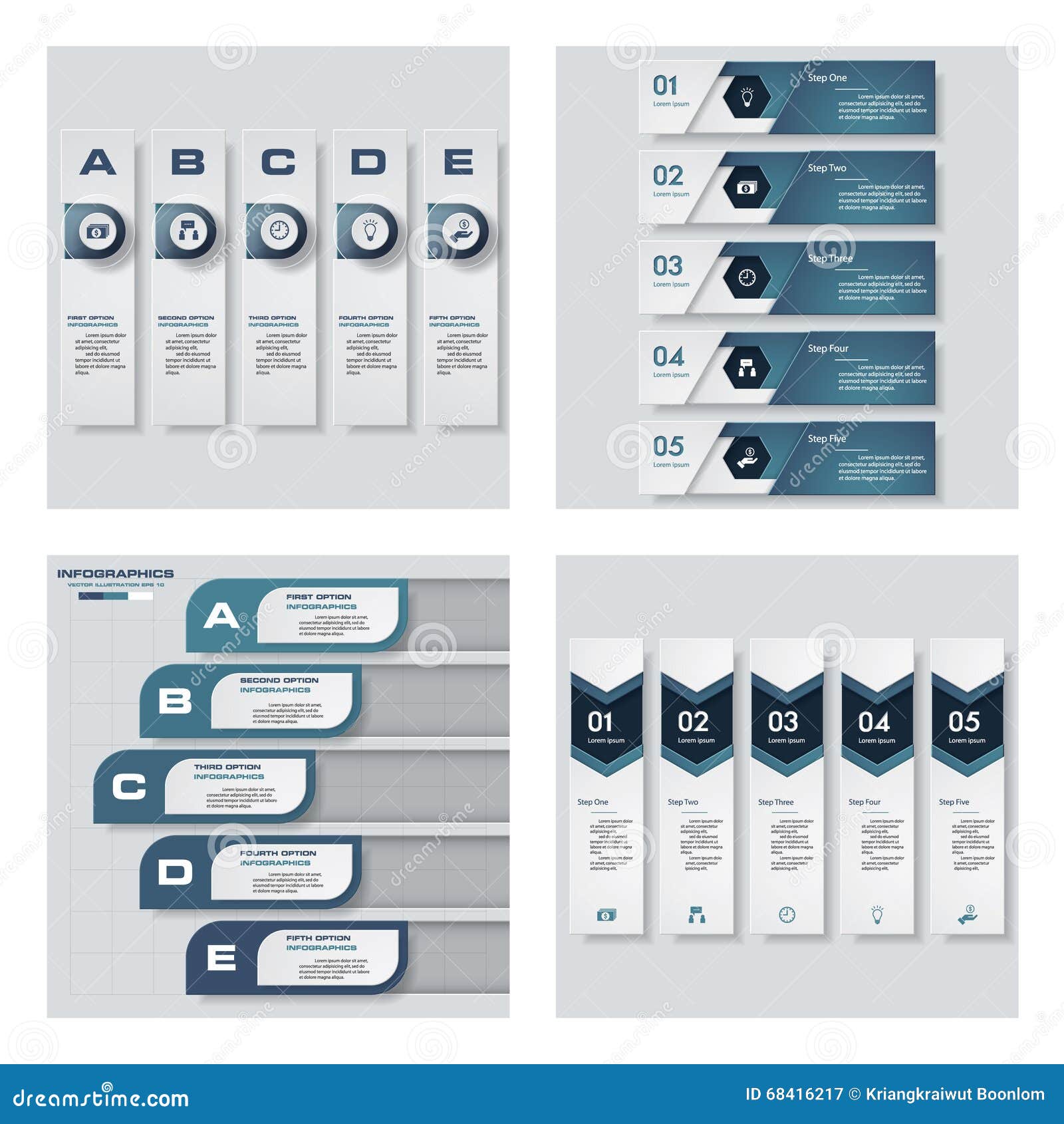 Collection of 4 Blue Color Template/graphic or Website Layout. Vector ...