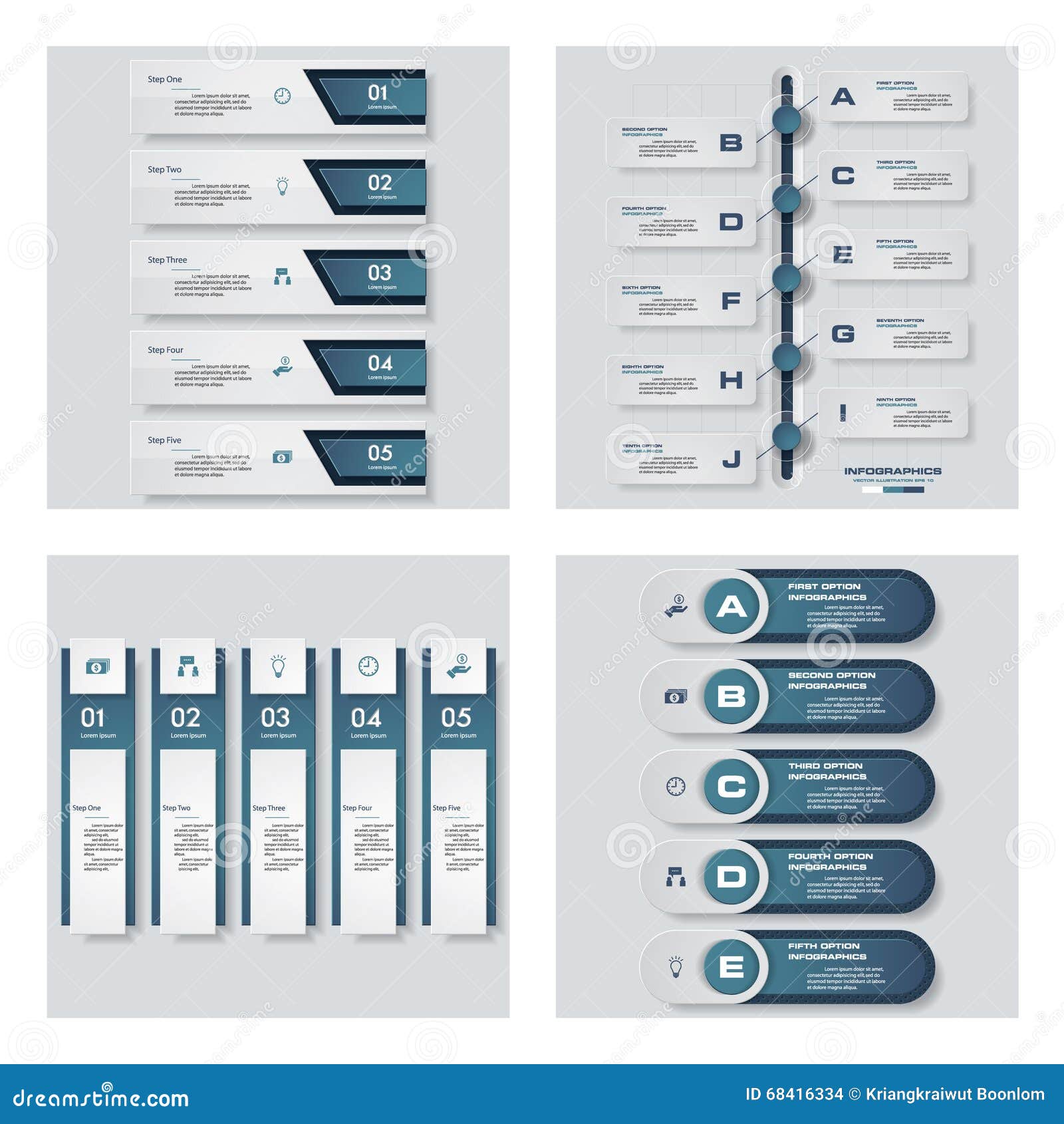Collection of 4 Blue Color Template/graphic or Website Layout. Vector ...