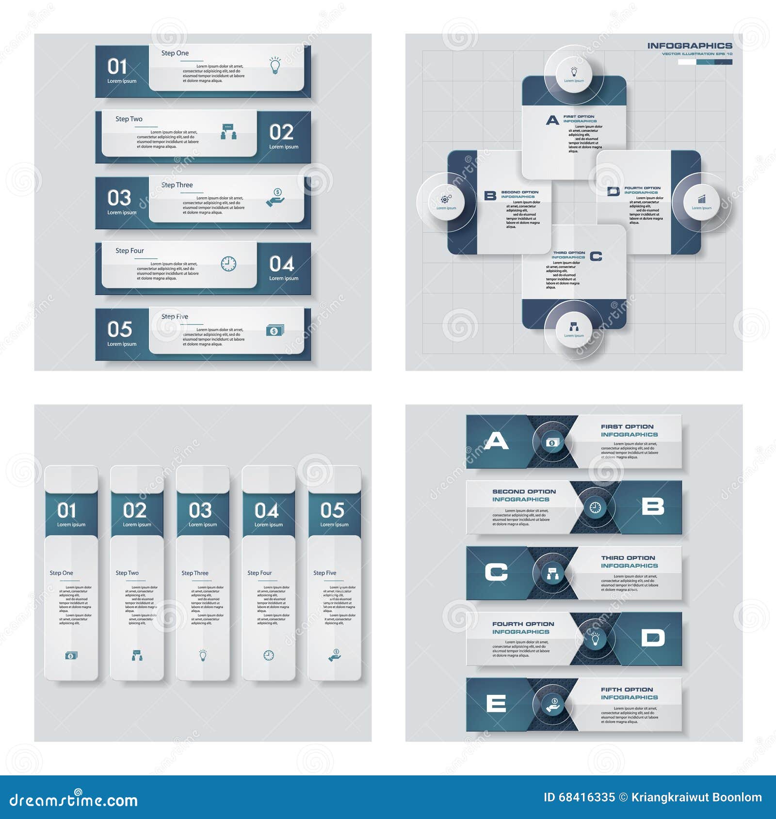 Collection of 4 Blue Color Template/graphic or Website Layout. Vector ...