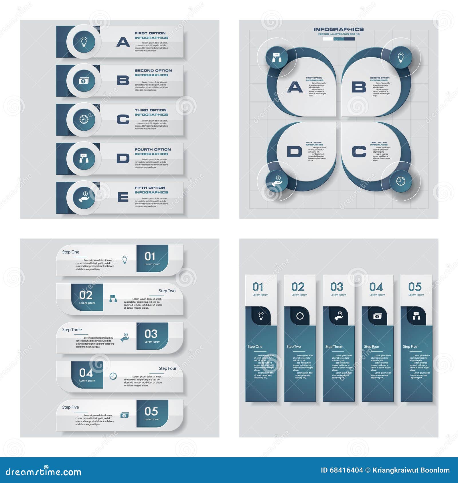 Collection of 4 Blue Color Template/graphic or Website Layout. Vector ...