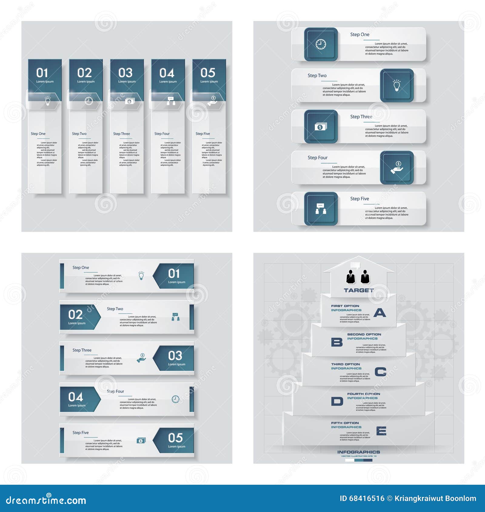 Collection of 4 Blue Color Template/graphic or Website Layout. Vector ...