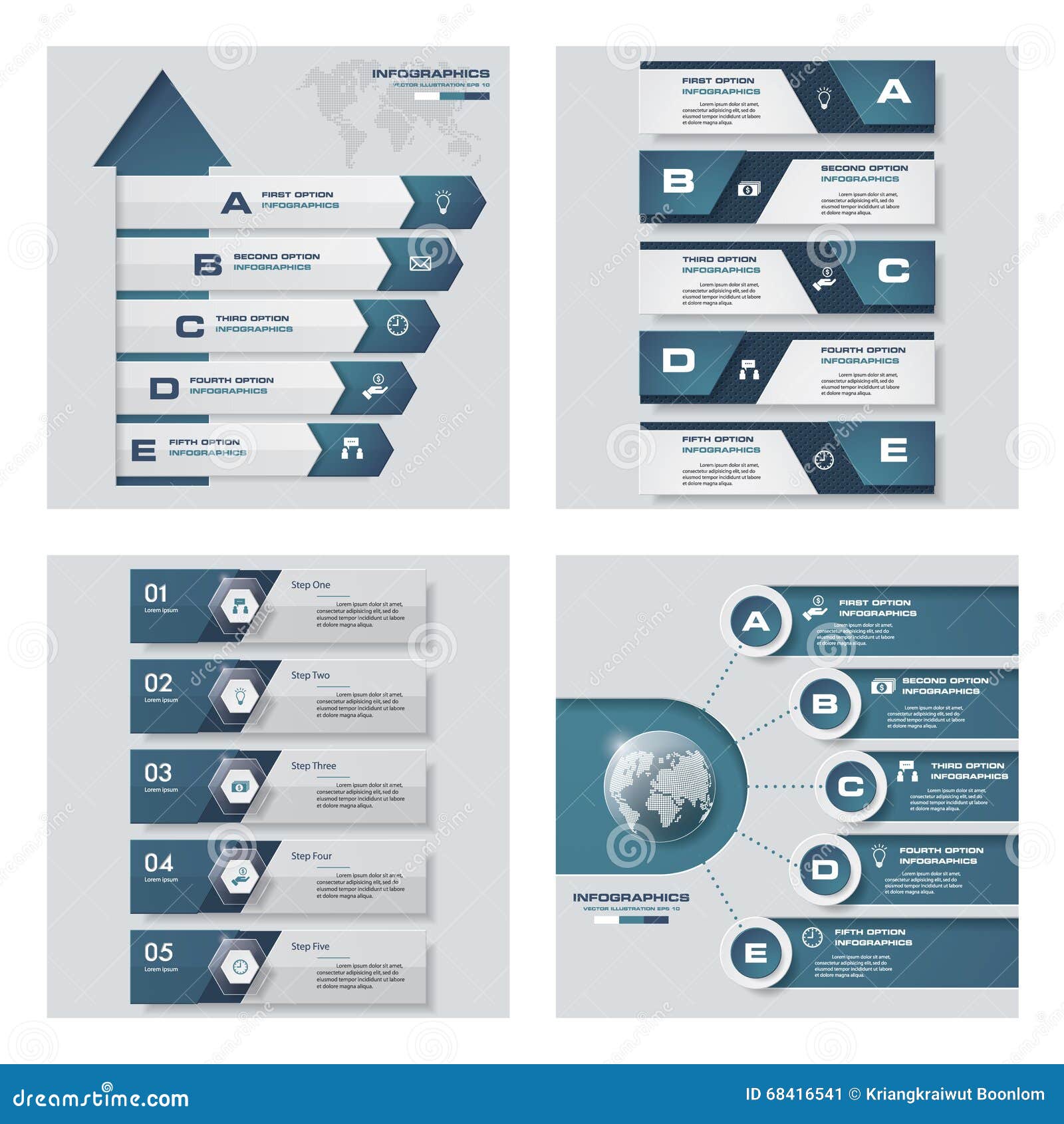 Collection of 4 Blue Color Template/graphic or Website Layout. Vector ...