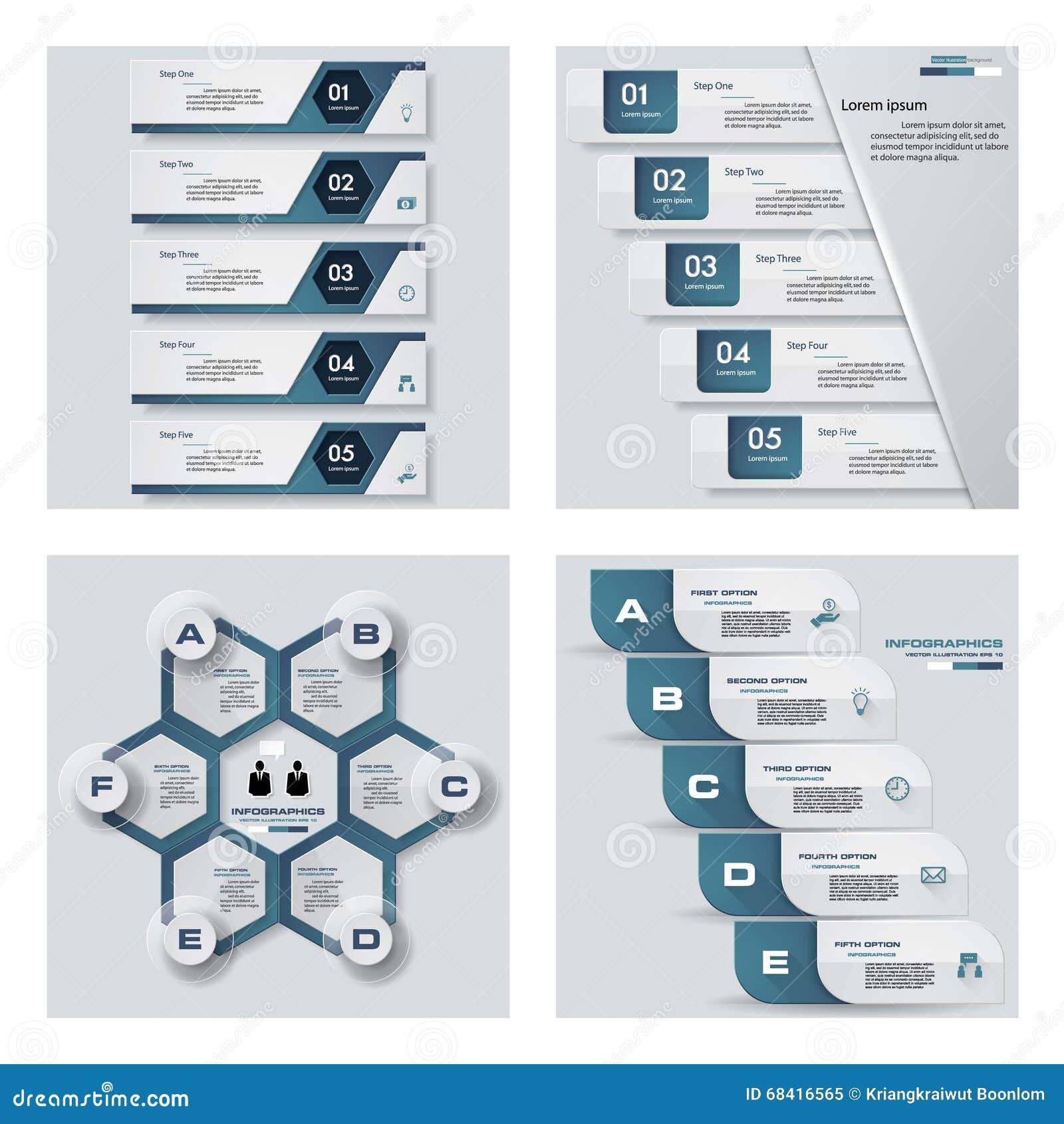 Collection of 4 Blue Color Template/graphic or Website Layout. Vector ...