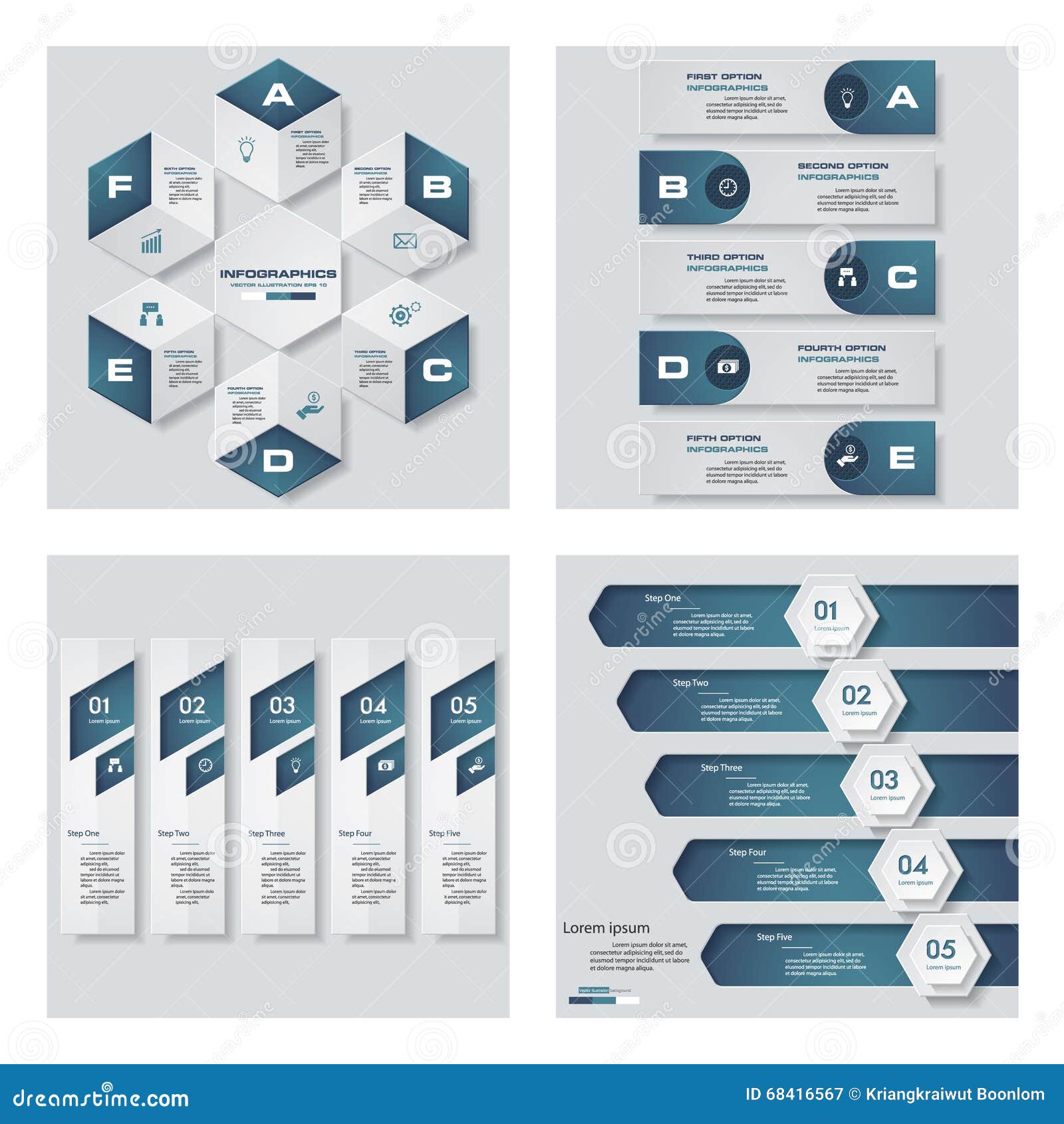Collection of 4 Blue Color Template/graphic or Website Layout. Vector ...