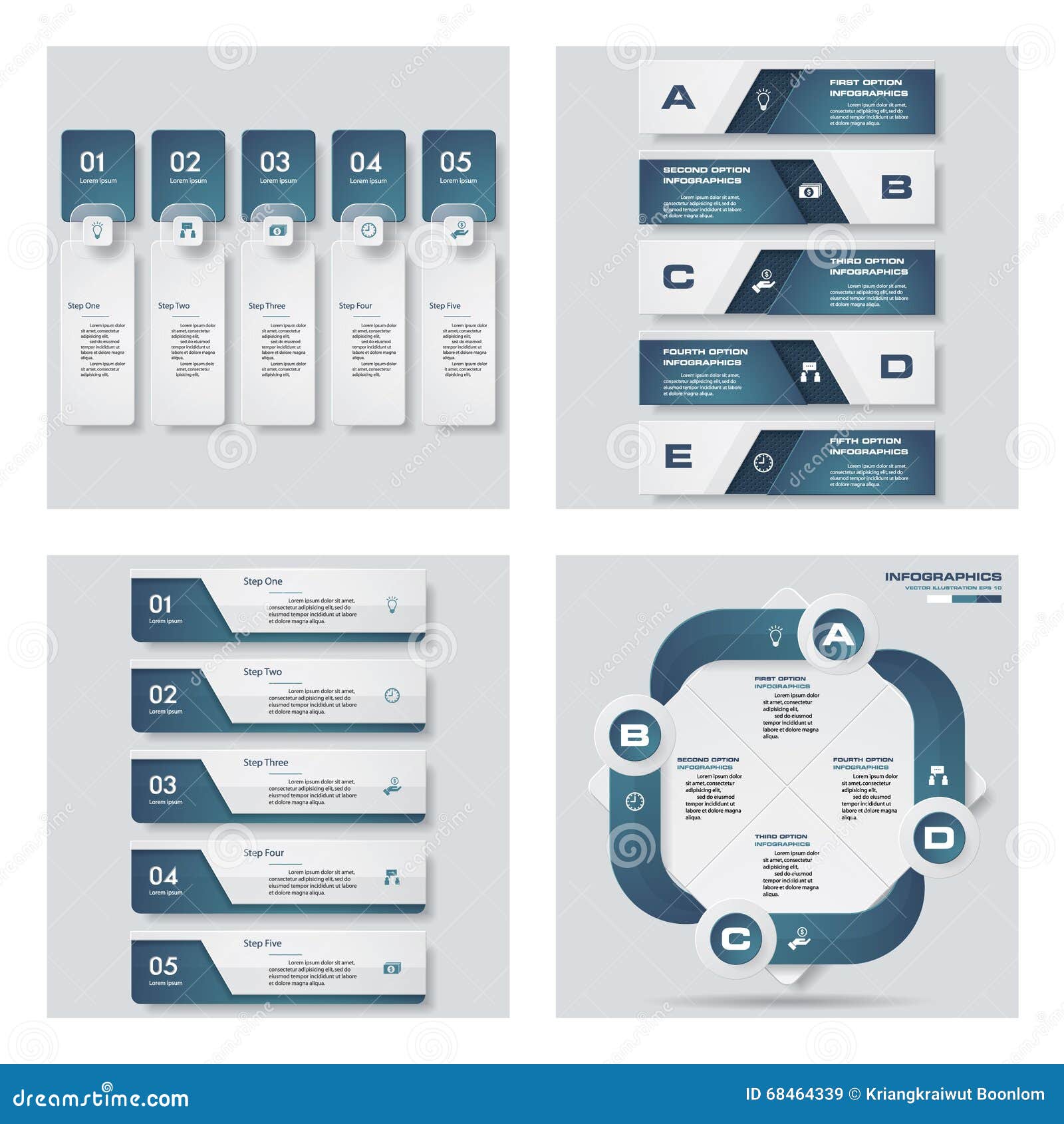Collection of 4 Blue Color Template/graphic or Website Layout. Vector ...