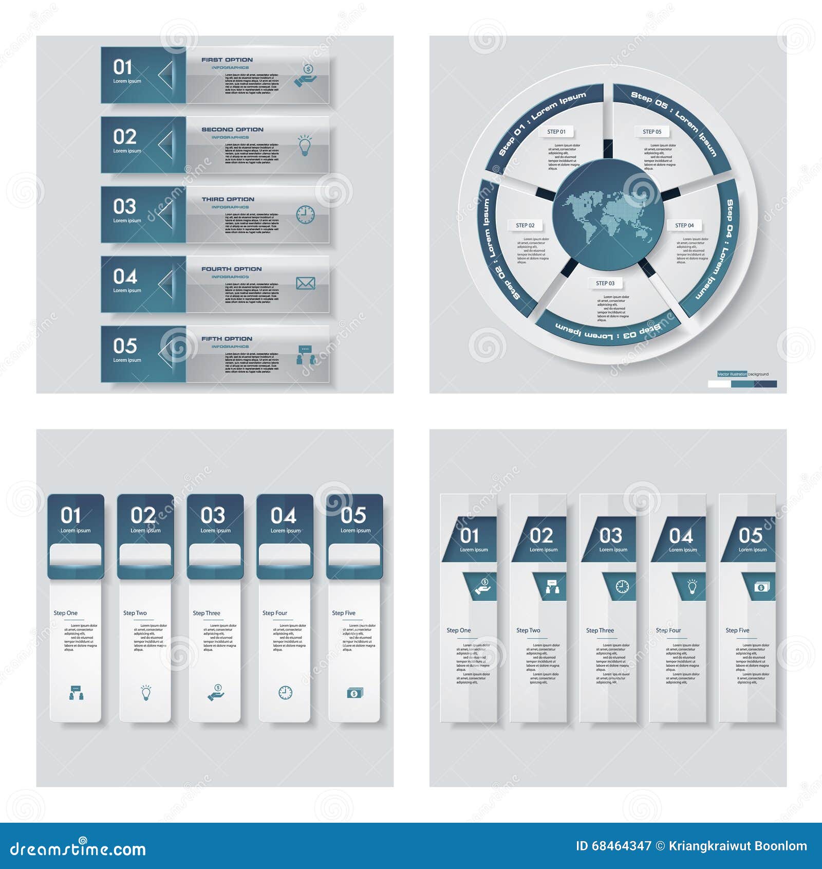 Collection of 4 Blue Color Template/graphic or Website Layout. Vector ...