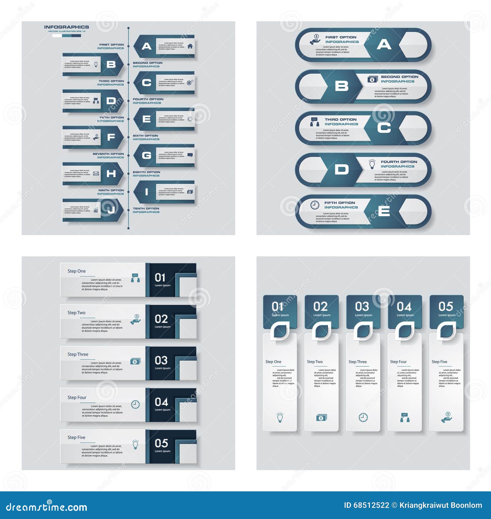 Collection of 4 Blue Color Template/graphic or Website Layout. Vector ...