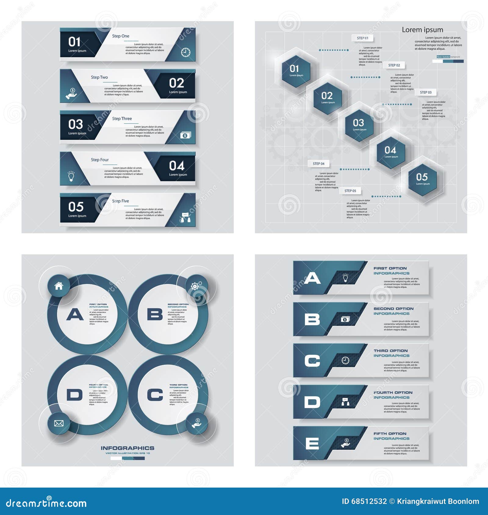 Collection of 4 Blue Color Template/graphic or Website Layout. Vector ...