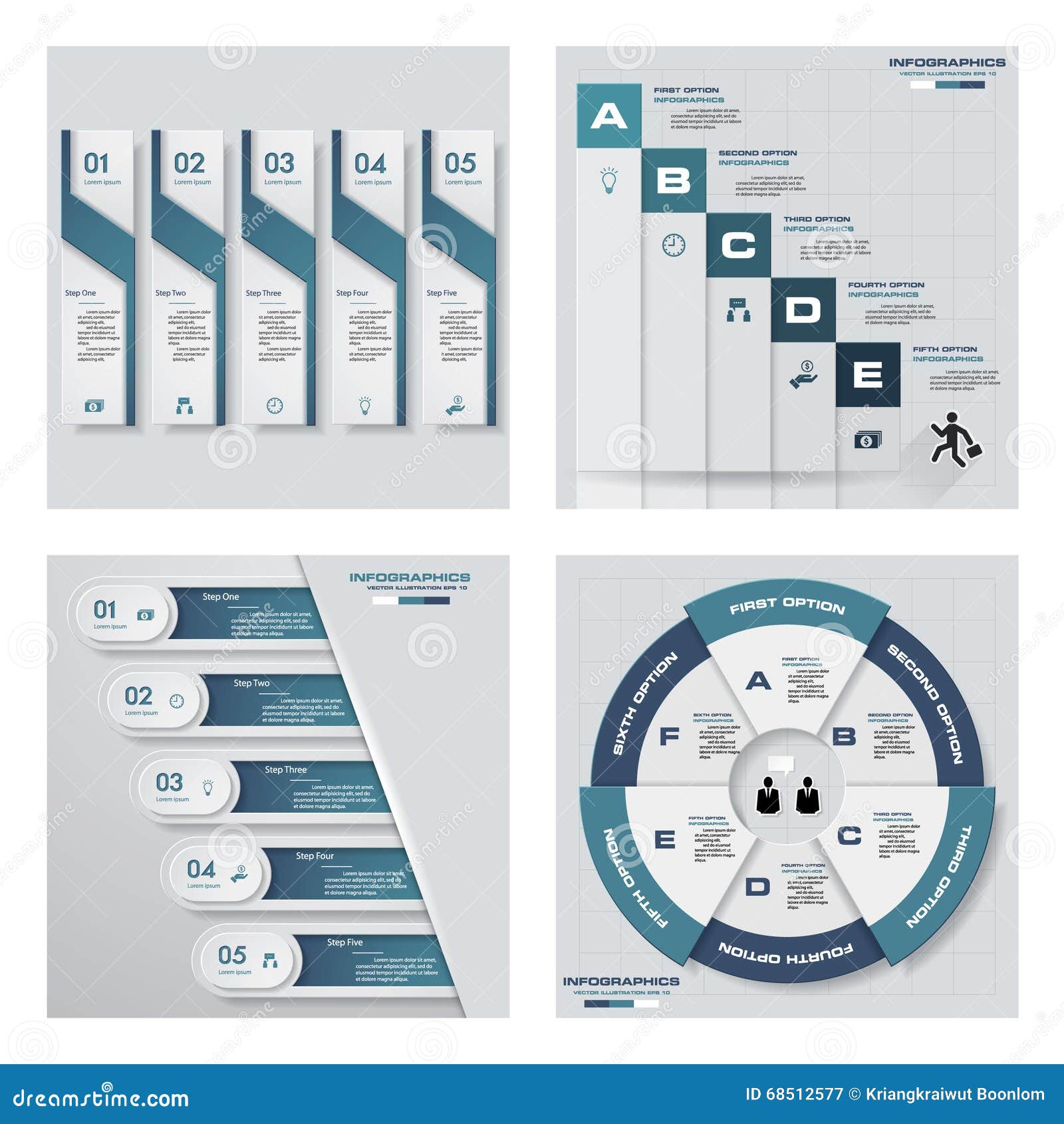 Collection of 4 Blue Color Template/graphic or Website Layout. Vector ...