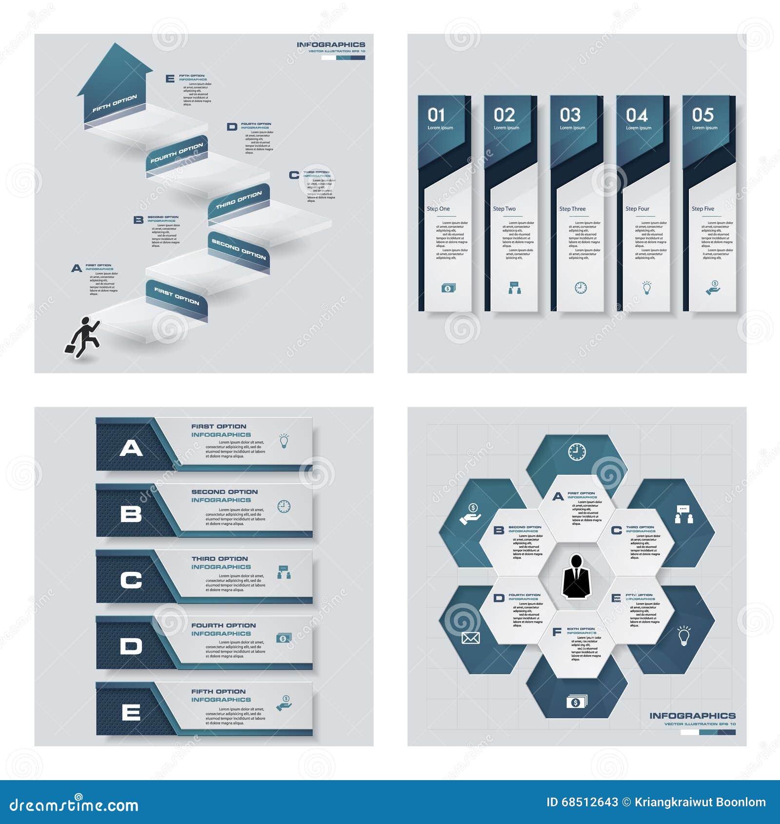 Collection of 4 Blue Color Template/graphic or Website Layout. Vector ...